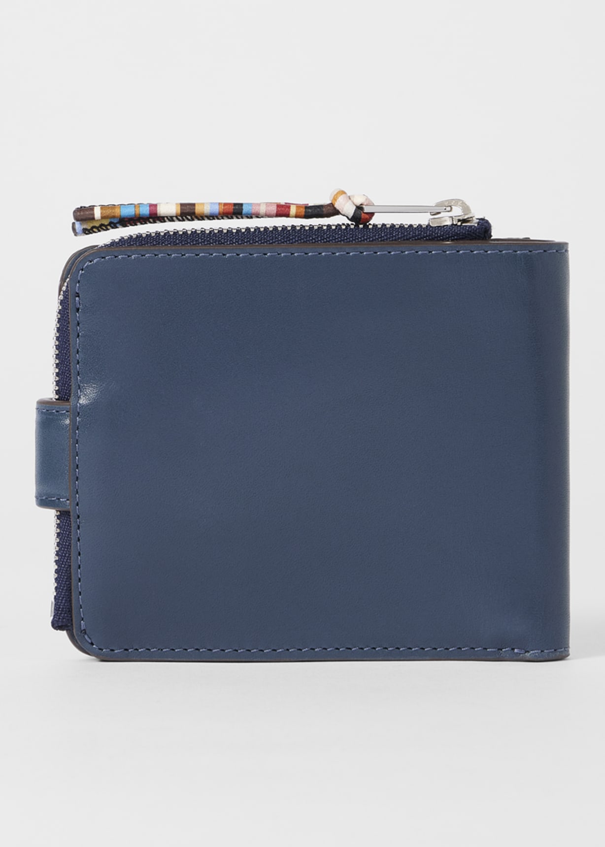 Men's Blue Leather Billfold and Coin Wallet