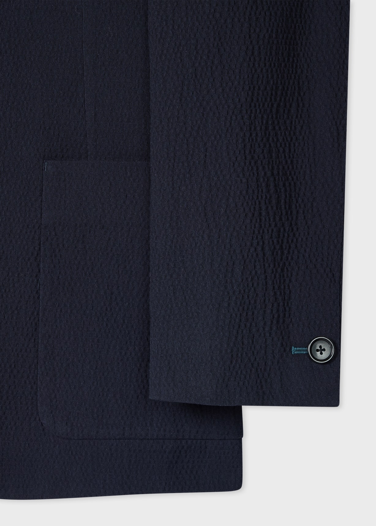 Men's Navy Textured-Cotton Suit