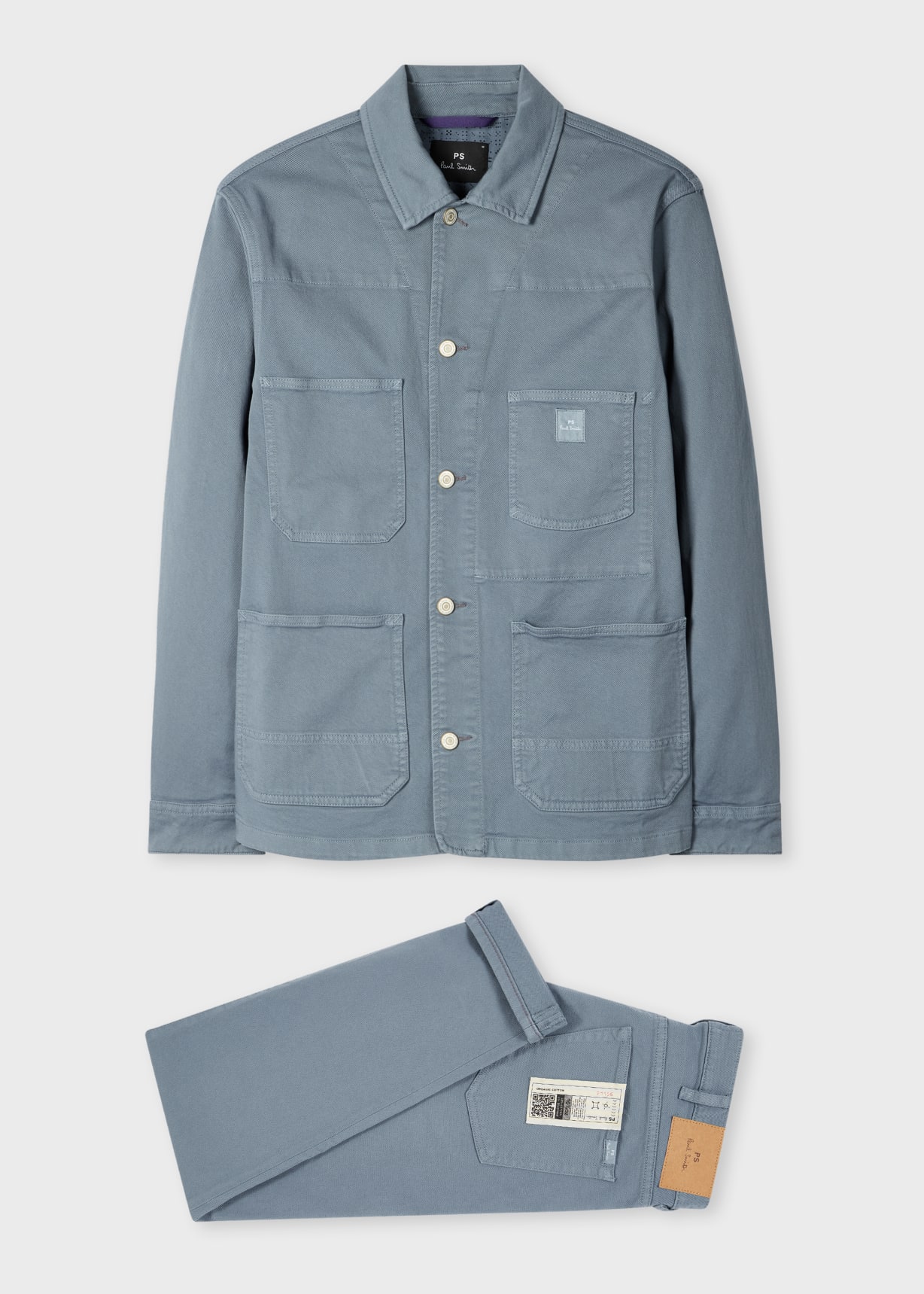 Men's Powder Blue Garment-Dyed Denim Work Jacket & Jean Co-ord