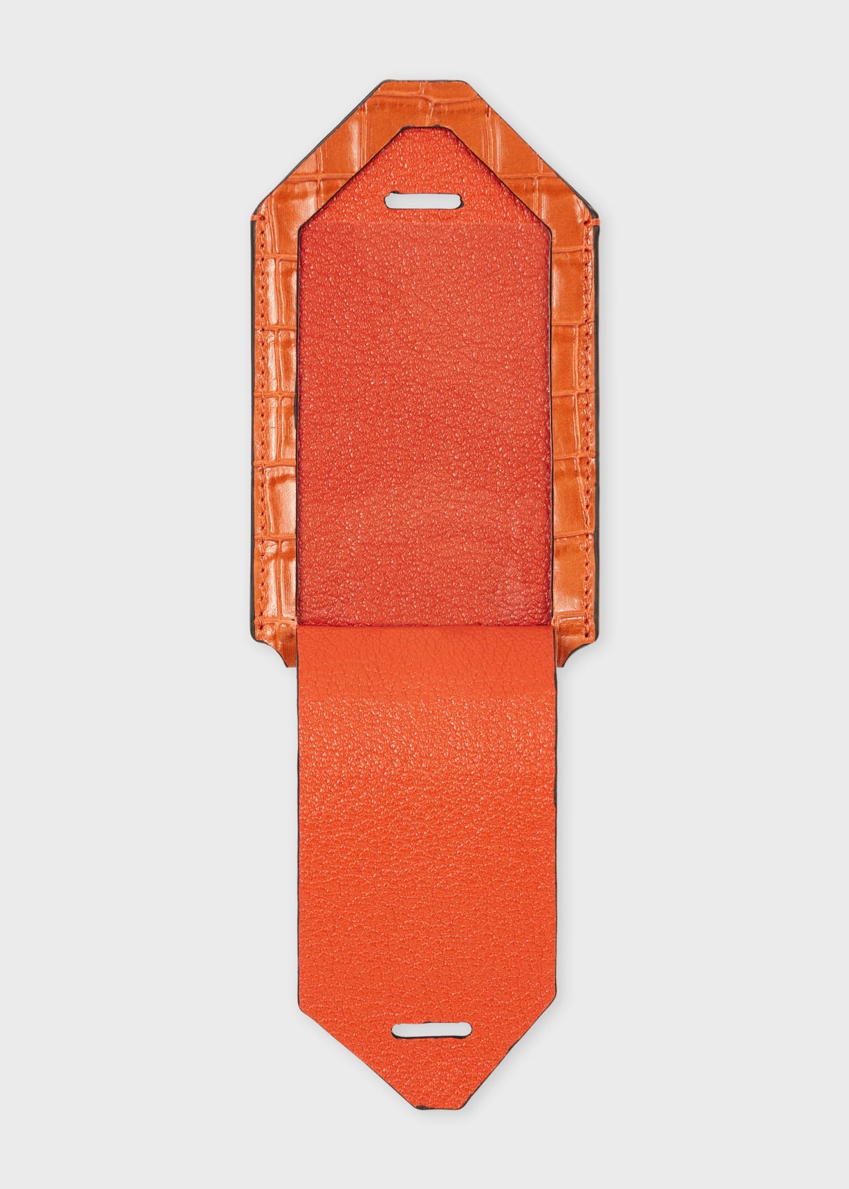 Men's Orange Croc-Emboss Leather Luggage Tag