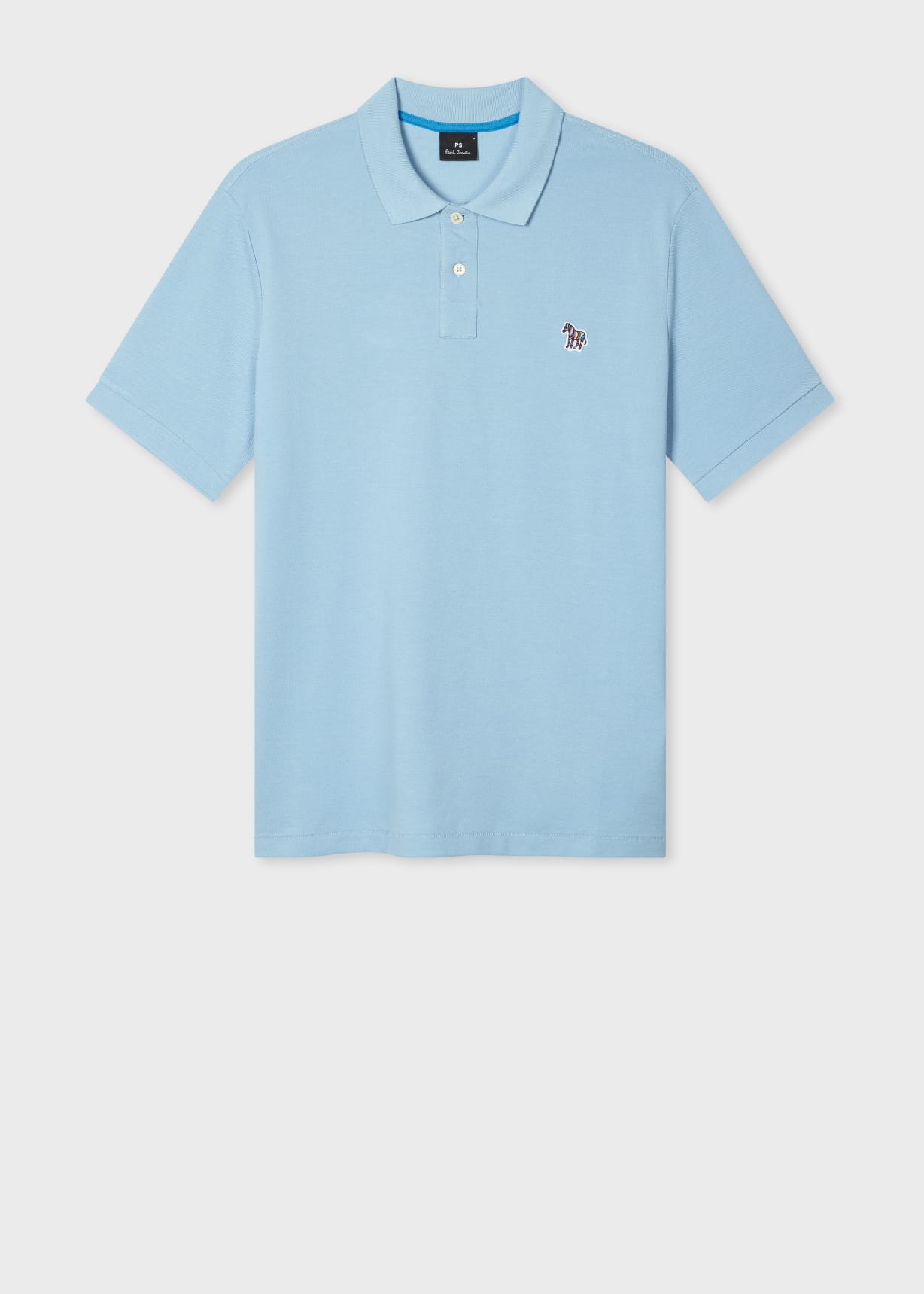 Men's Light Blue Organic Cotton Zebra Polo Shirt