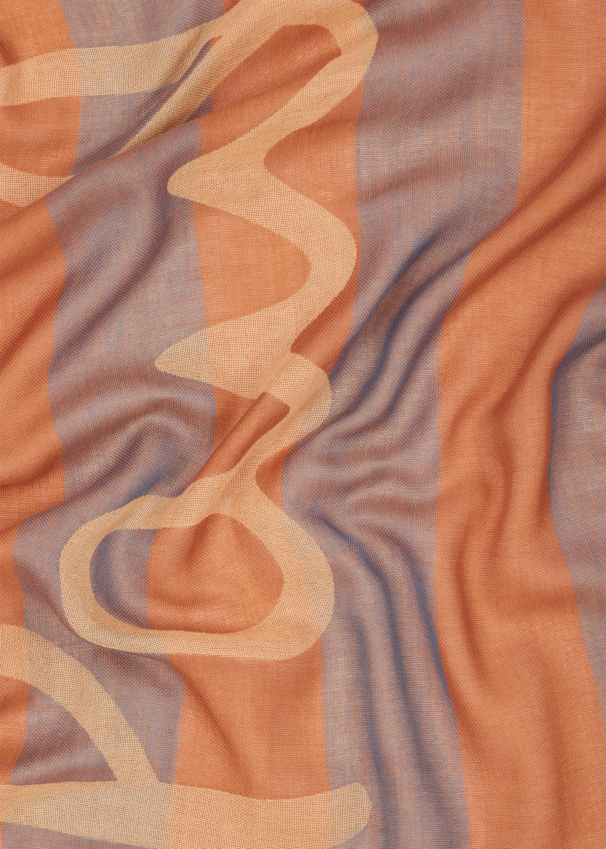 Women's Orange Stripe Cotton Logo Scarf