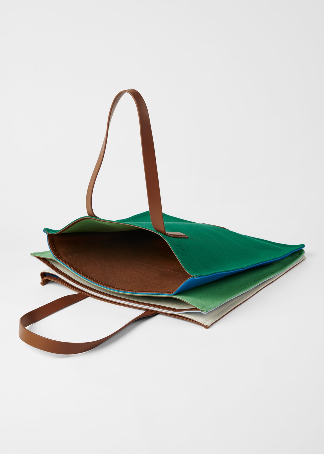 Green Cotton Concertina Tote Bag