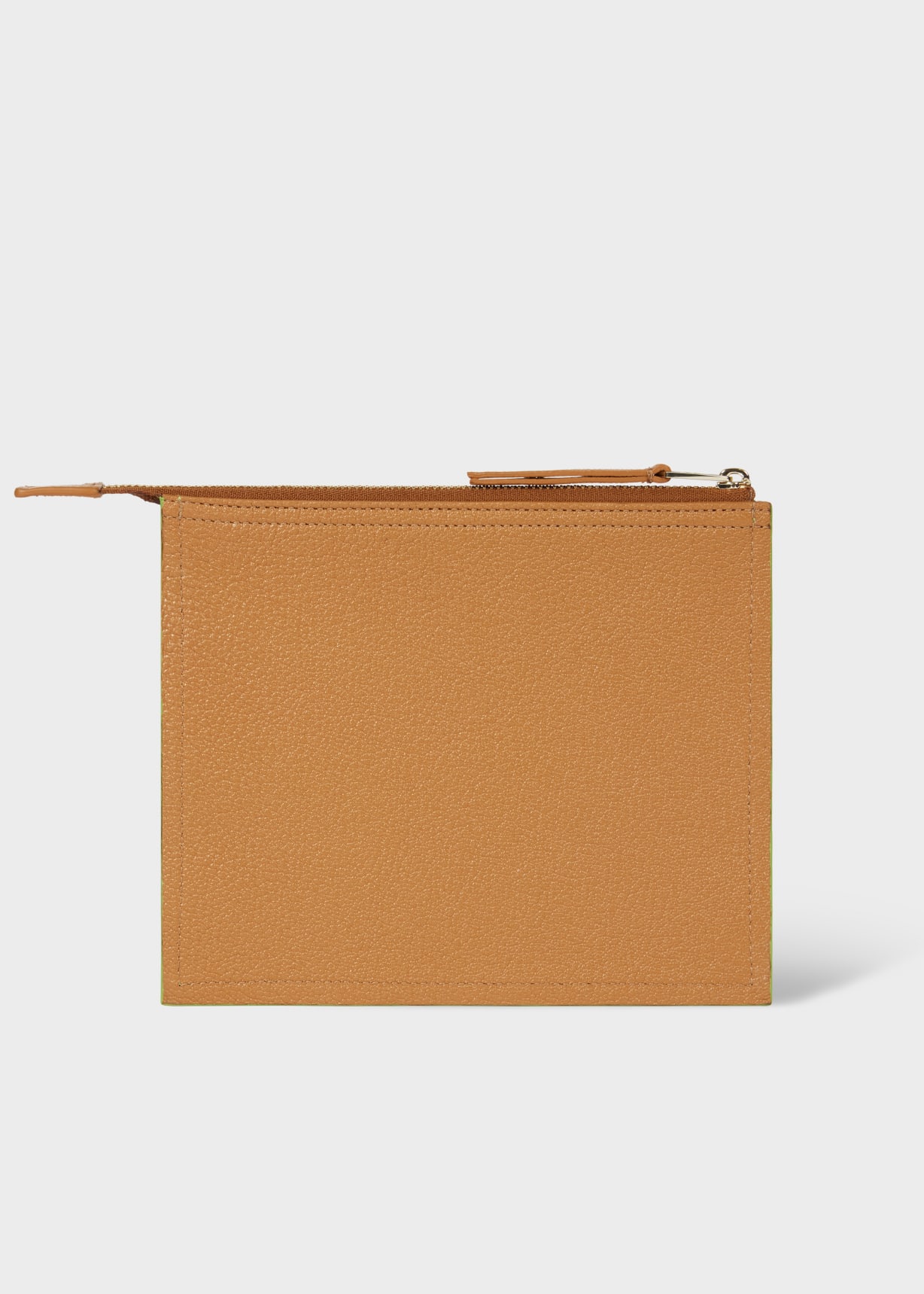 Green Leather Medium Concertina Zip Pouch