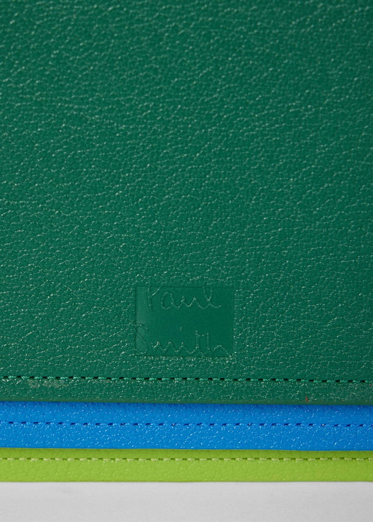 Green Leather Medium Concertina Zip Pouch