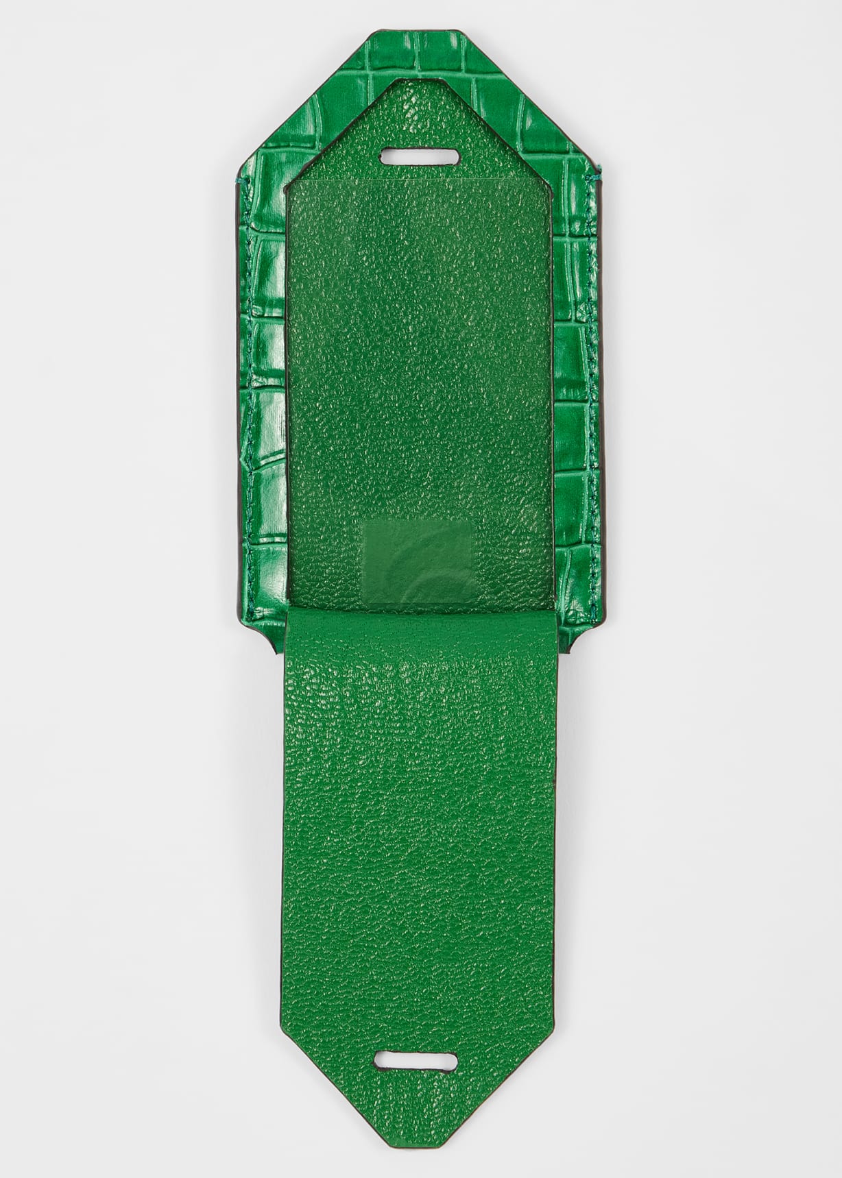 Green Croc-Emboss Leather Luggage Tag