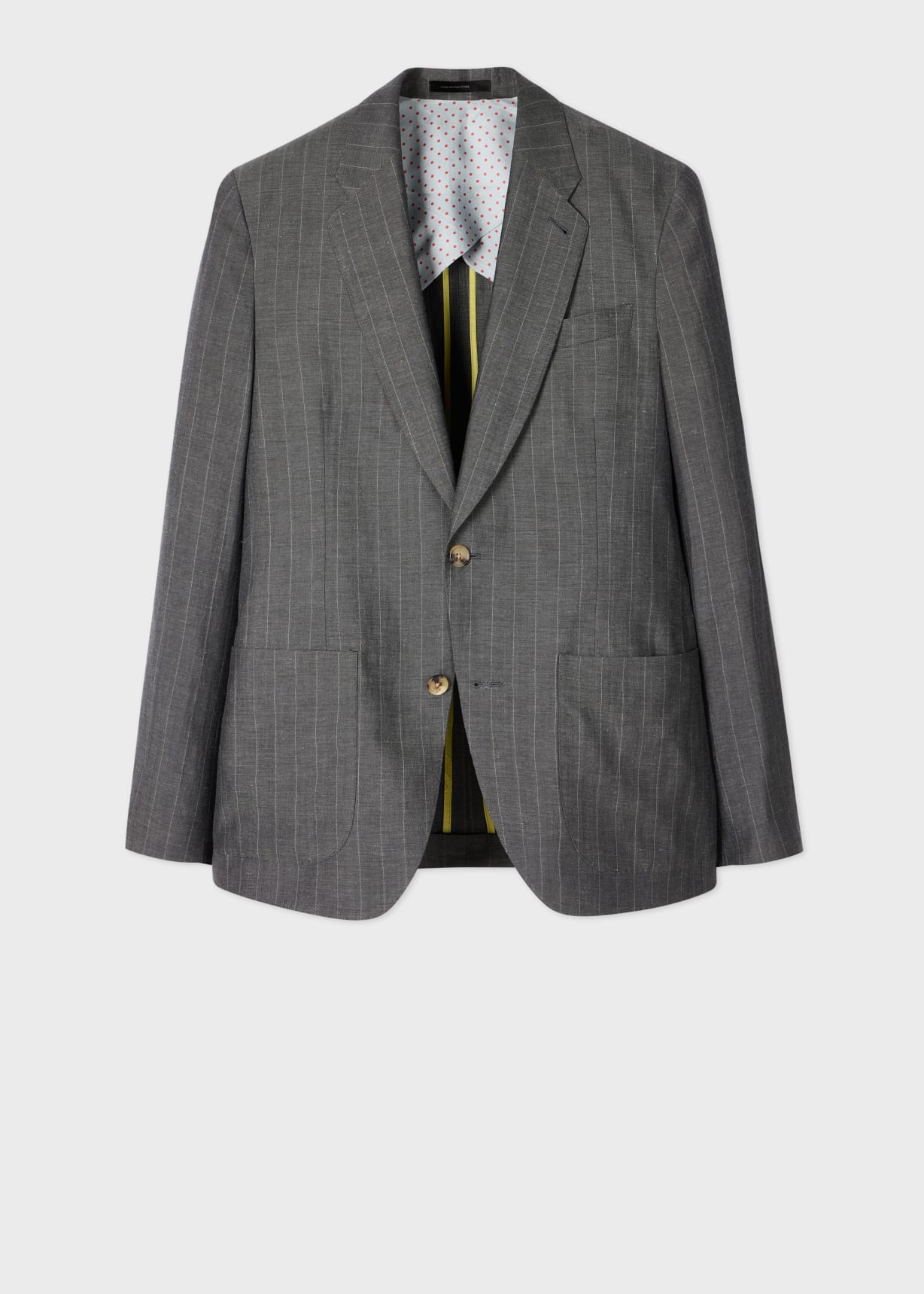 Men's Grey Wool-Linen Pinstripe Buggy-Lined Blazer