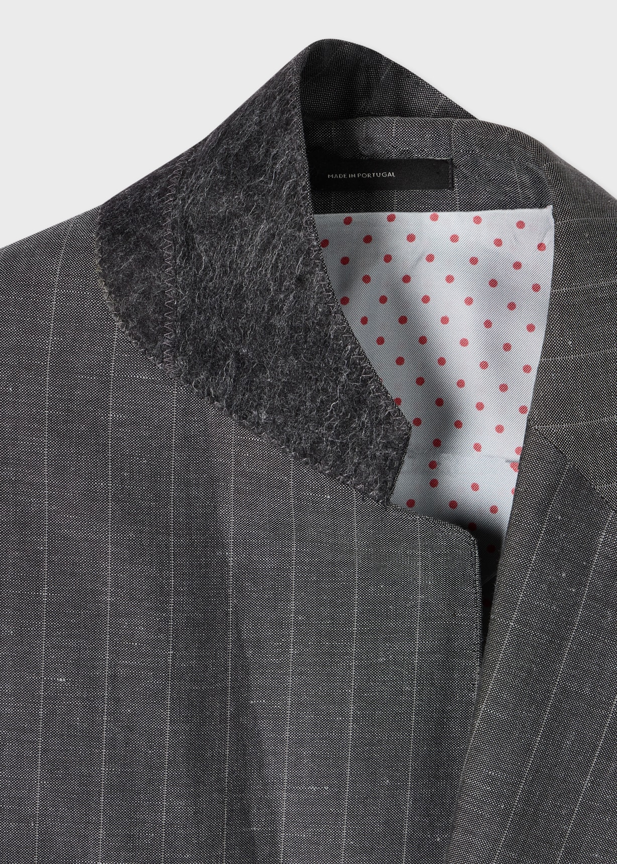 Men's Grey Wool-Linen Pinstripe Buggy-Lined Blazer