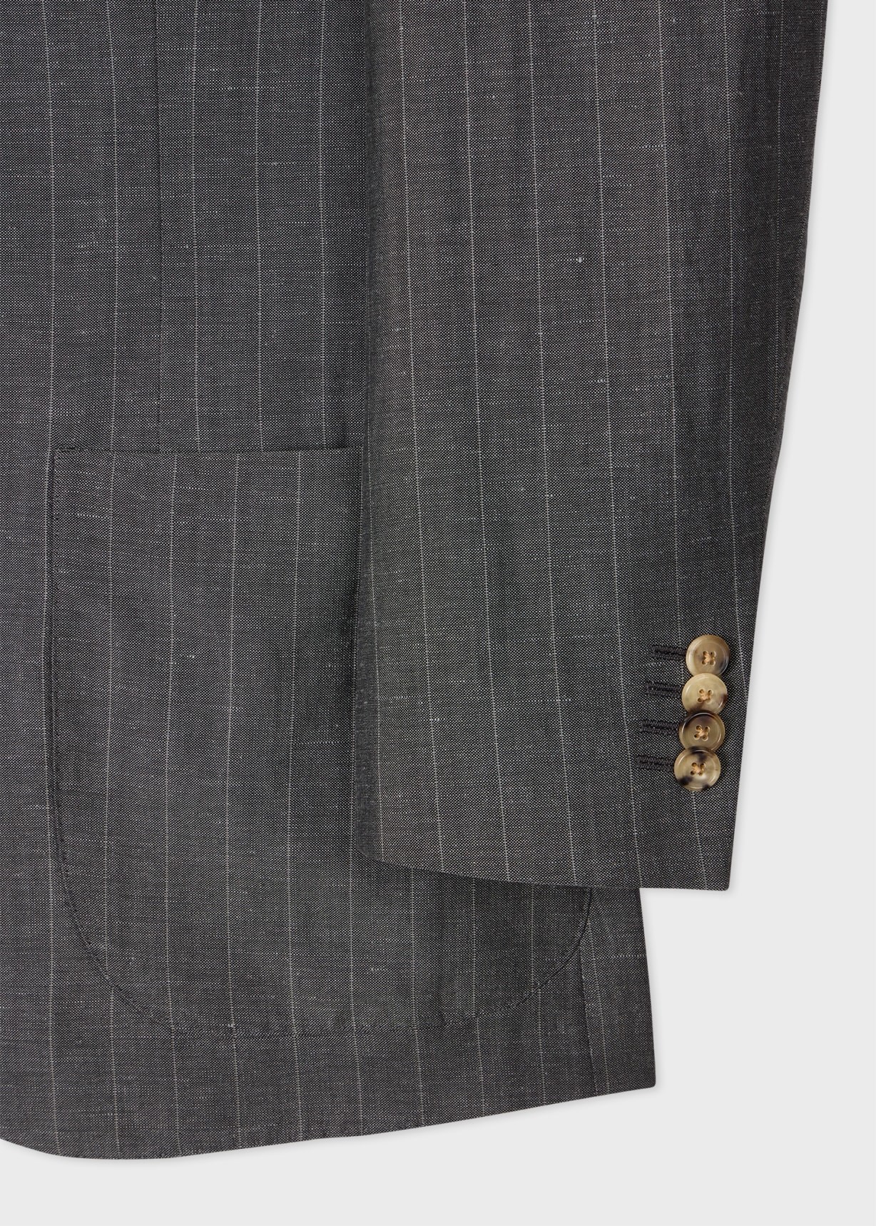 Men's Grey Wool-Linen Pinstripe Buggy-Lined Blazer