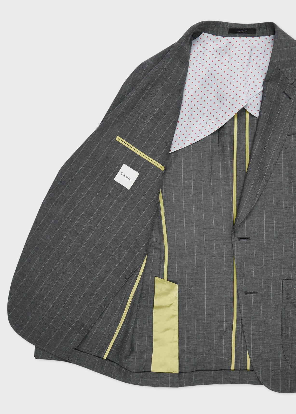 Men's Grey Wool-Linen Pinstripe Buggy-Lined Blazer