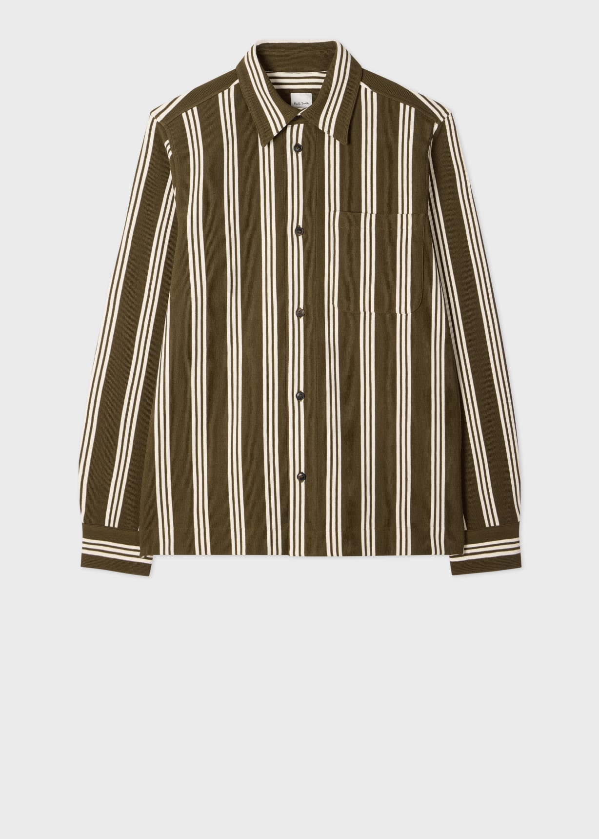 Men's Khaki Cotton-Blend Jersey Stripe Shirt
