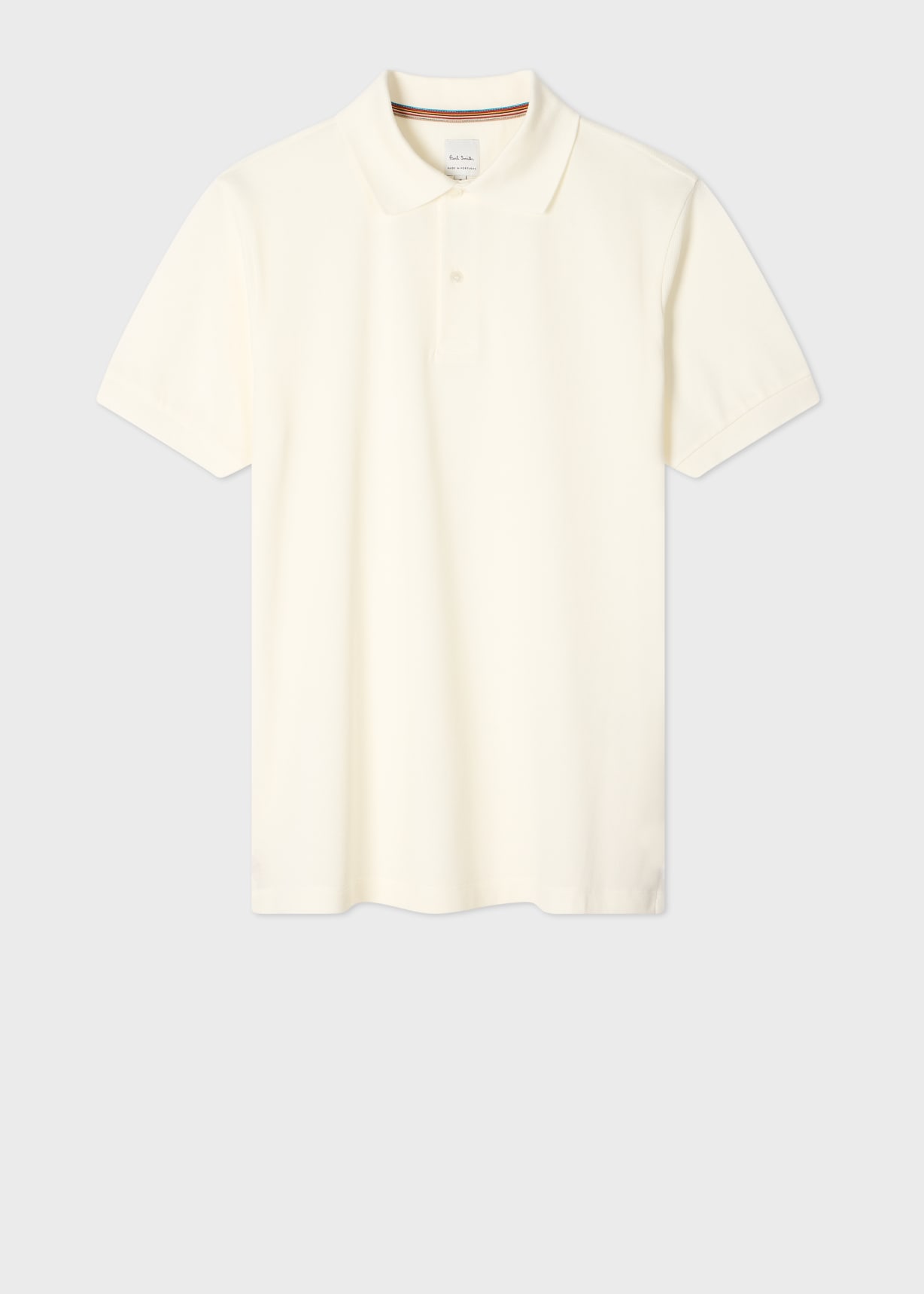 Men's White Polo Shirt with Embroidered 'Rabbit' Placket