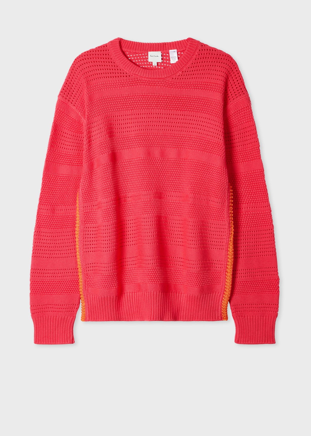 Men's Bright Pink Textured Cotton Sweater