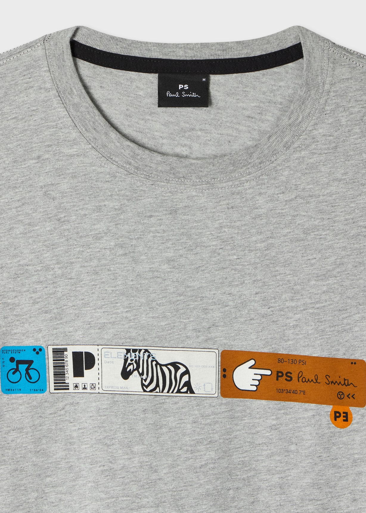 Men's Grey Marl 'Tickets' Print T-Shirt