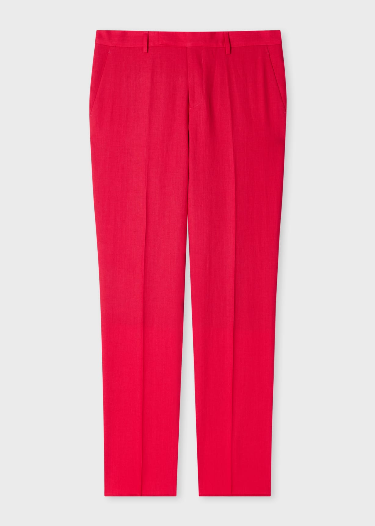 Men's Tapered-Fit Fuchsia Linen Trousers
