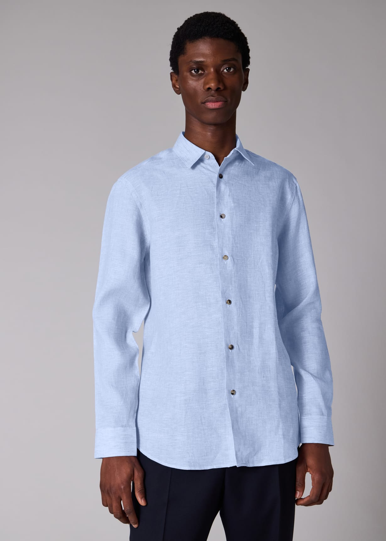 Men's Light Blue Linen Shirt