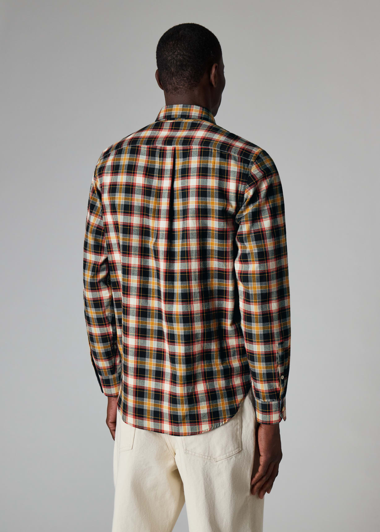 Men's Casual-Fit Black and Yellow Check Shirt