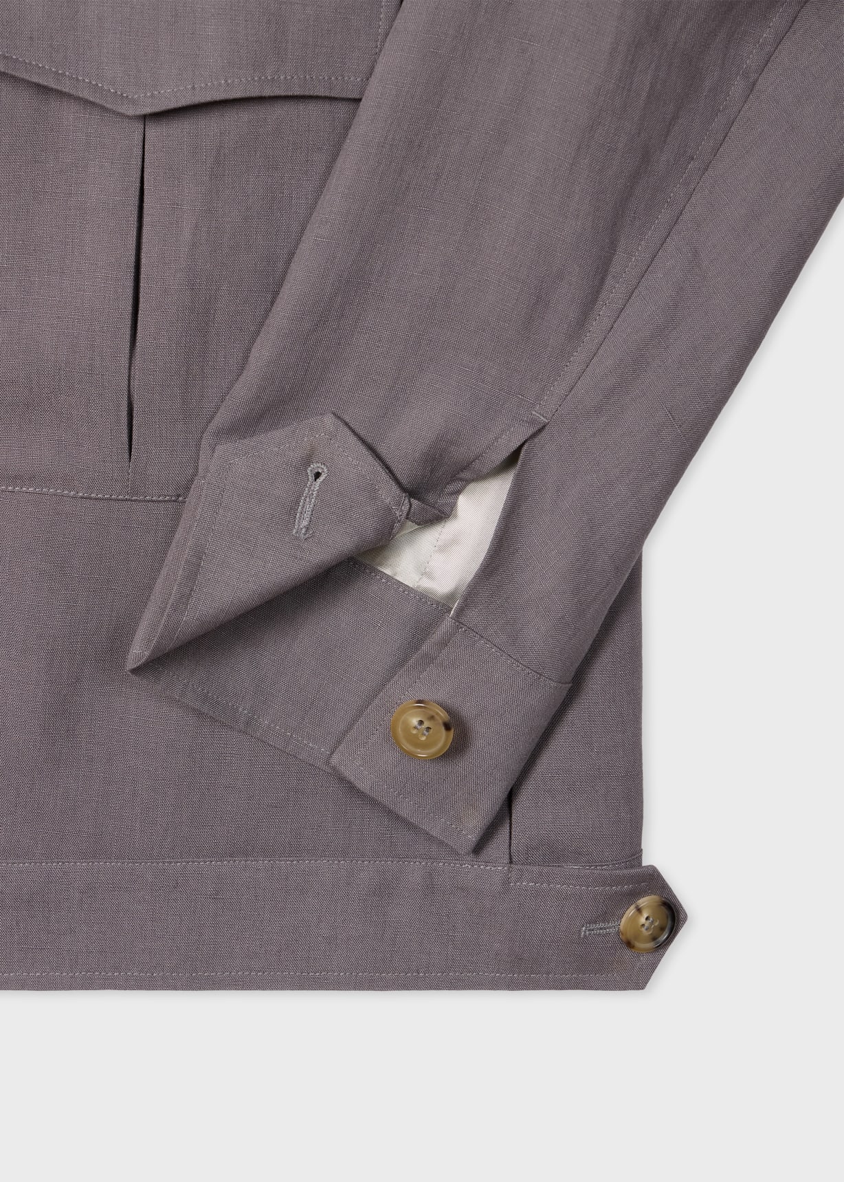Men's Mauve Linen Open-Collar Jacket