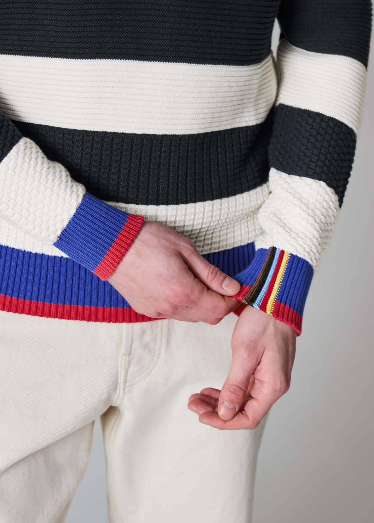 Paul Smith loves Barbour - Ecru Striped Southwold Sweater