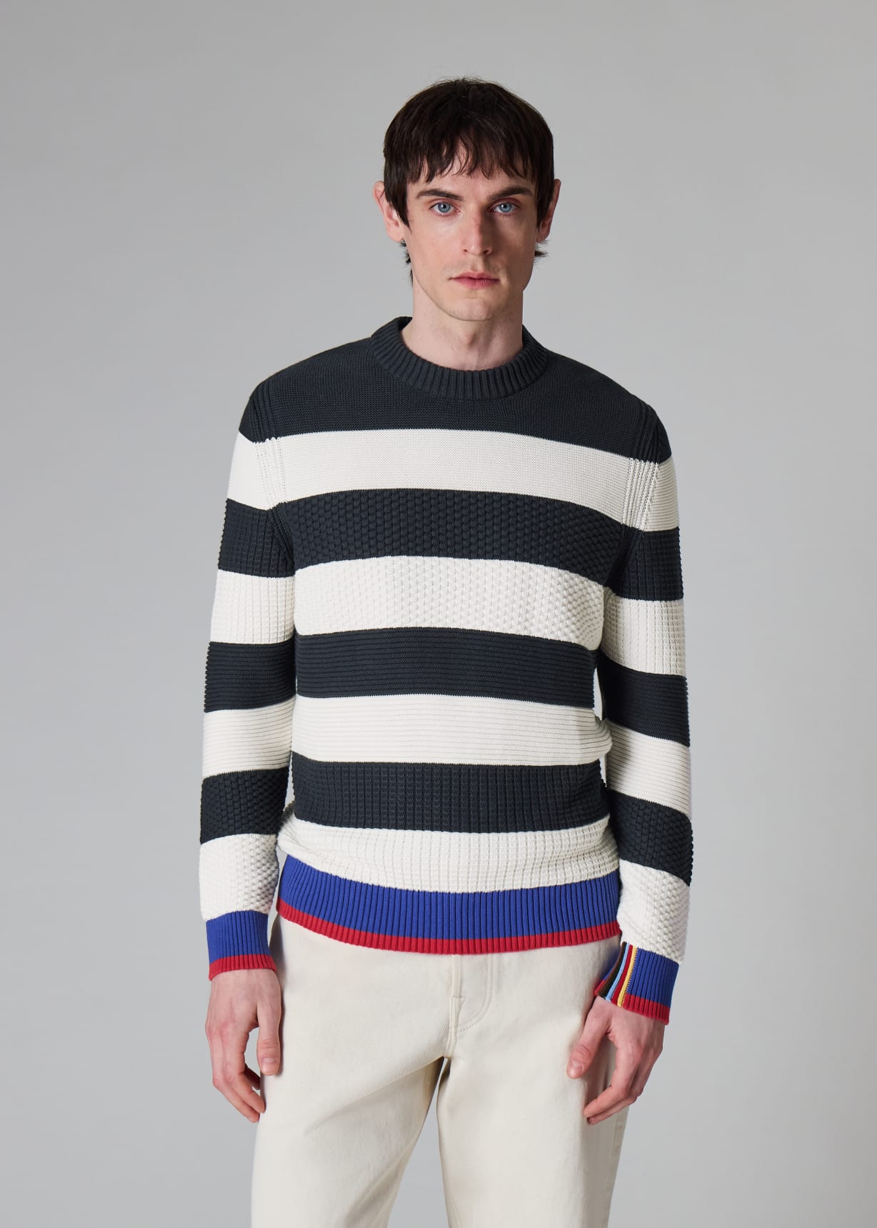 Paul Smith loves Barbour - Ecru Striped Southwold Sweater