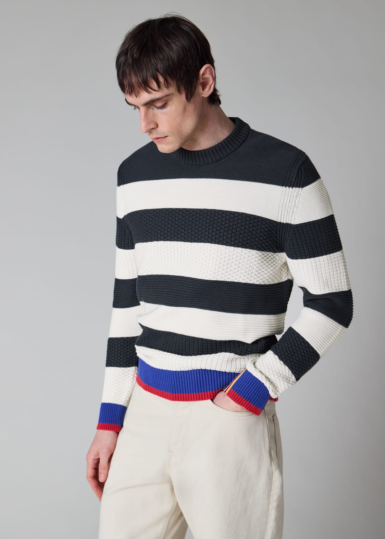 Paul Smith loves Barbour - Ecru Striped Southwold Sweater