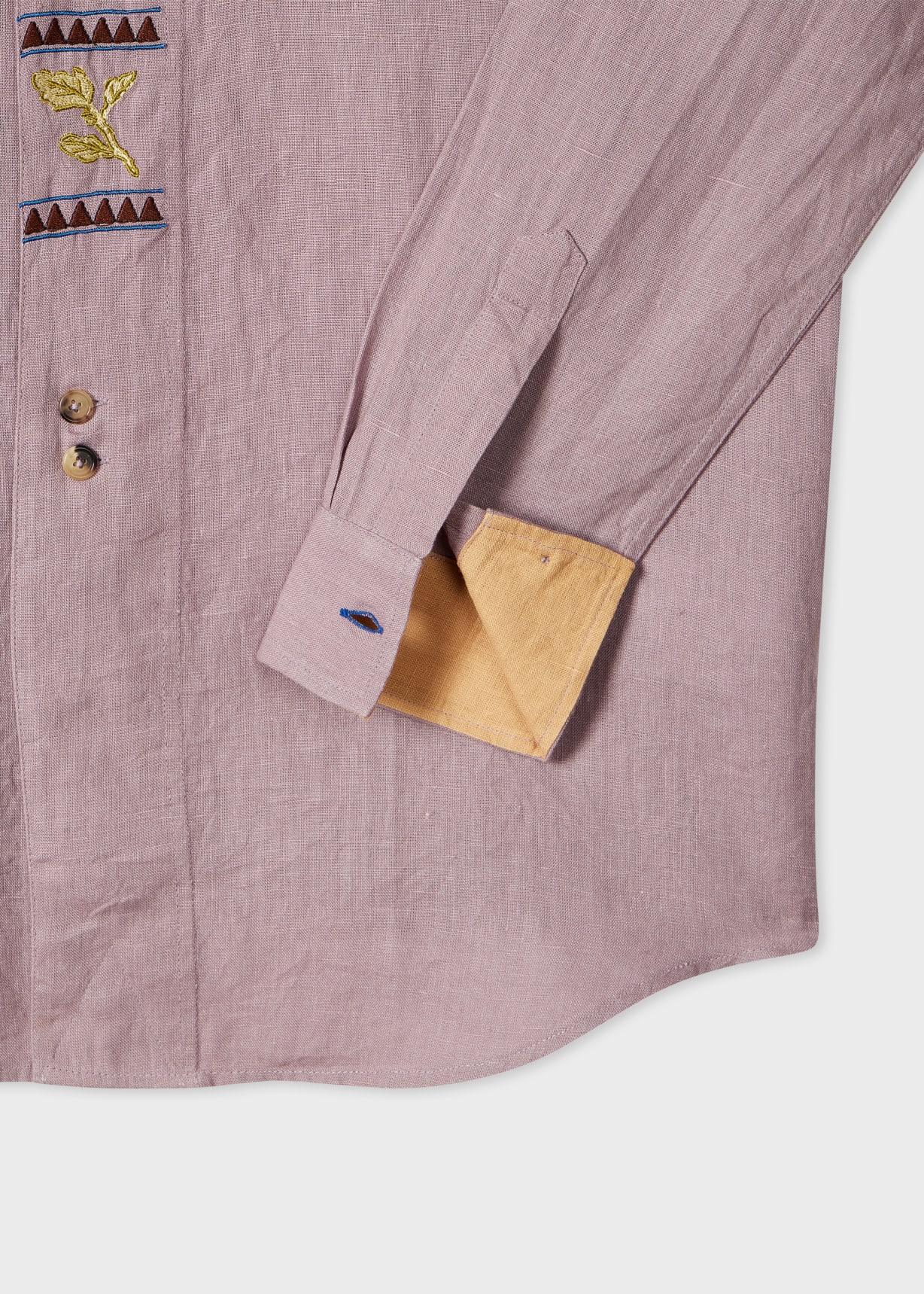 Men's Mauve Linen Embroidered Shirt