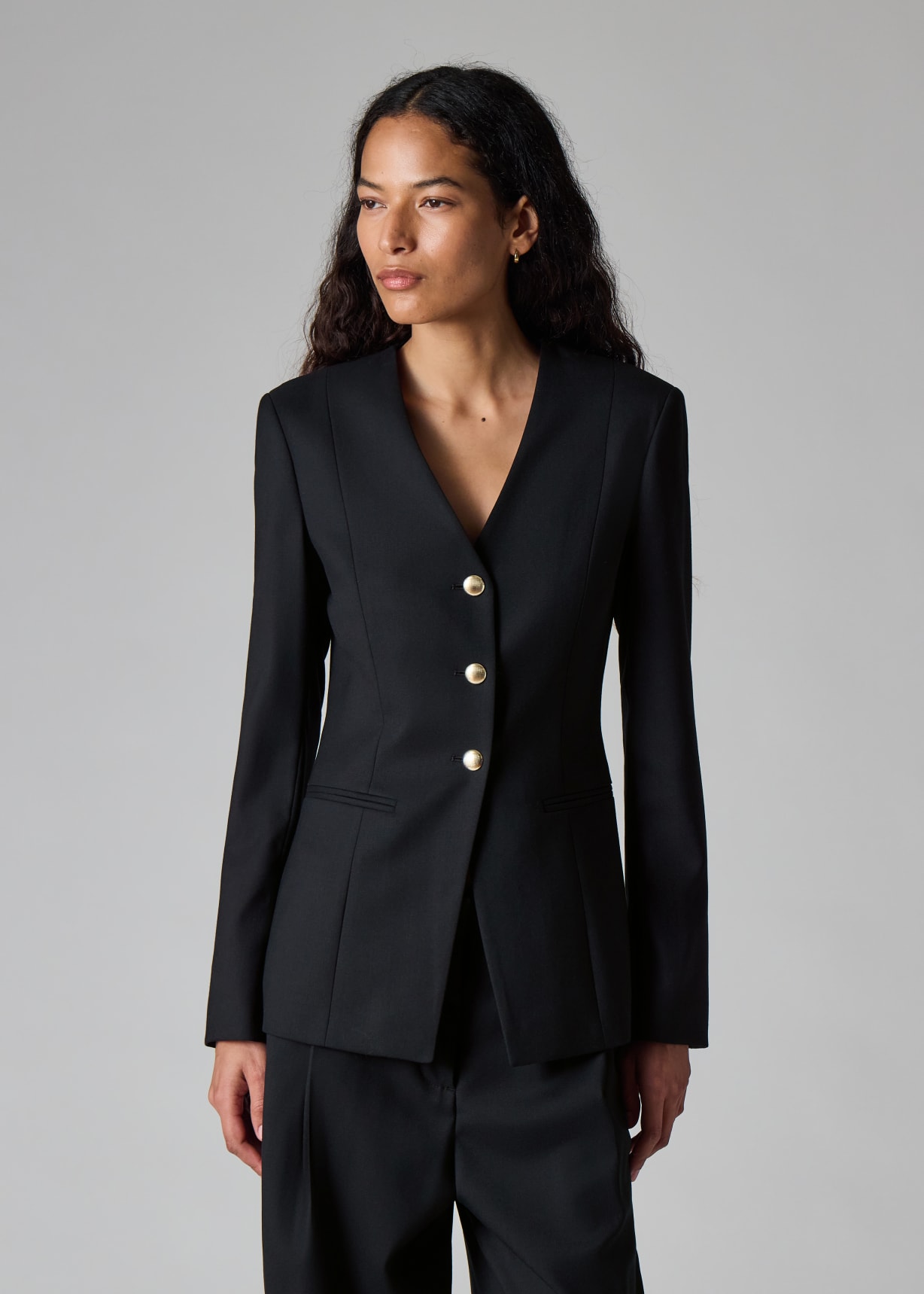 Women's A Suit To Travel In - Navy Collarless Tailored Jacket