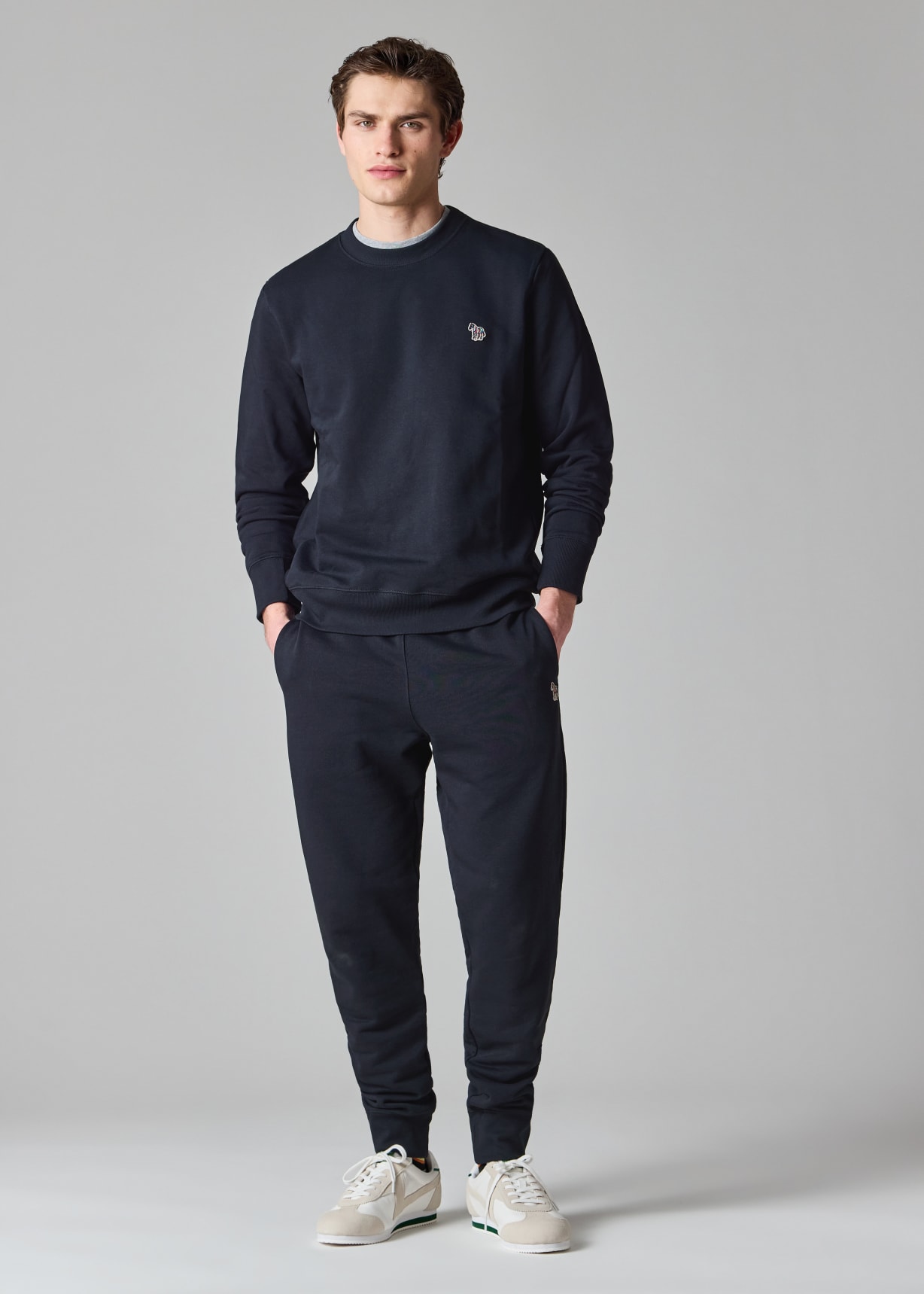 Navy Organic Cotton Zebra Logo Sweatshirt & Sweatpants Set