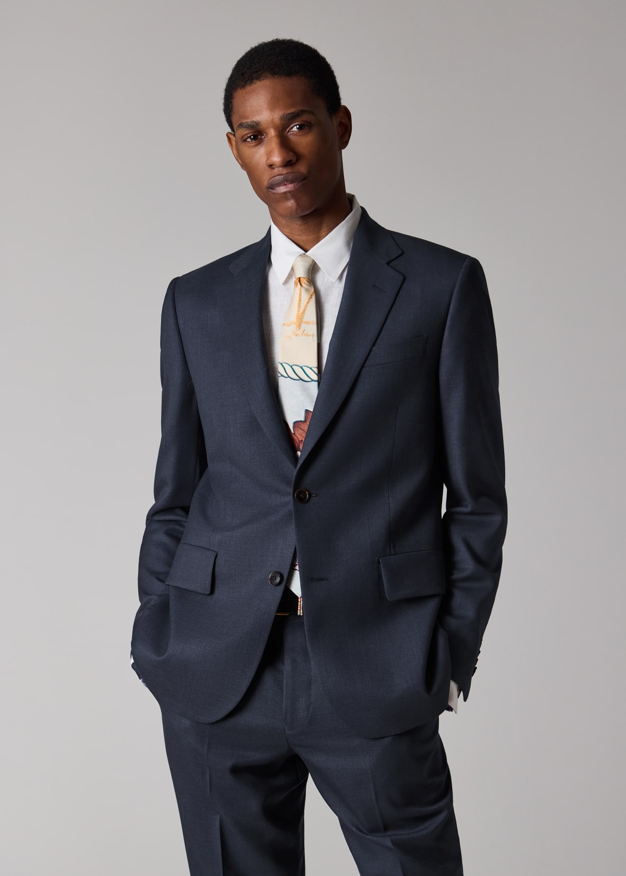 Men's Dark Blue Marl Wool 'A Suit To Travel In'
