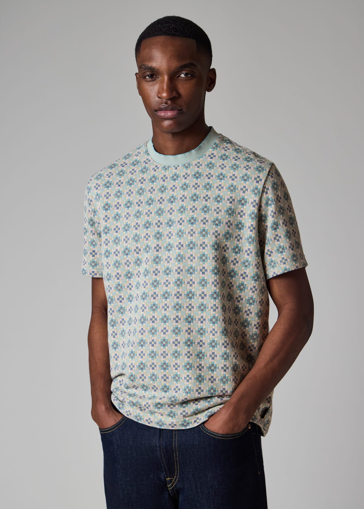 Men's 'Geo Tile' Cotton-Blend T-Shirt