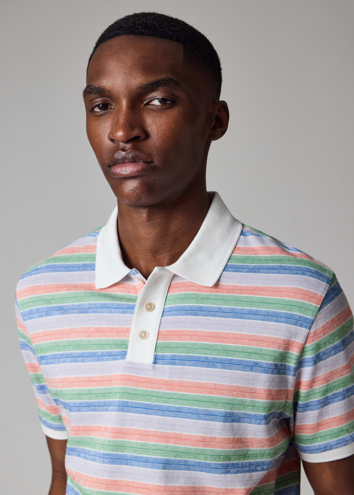 Men's Multicolour Stripe Cotton Polo Shirt