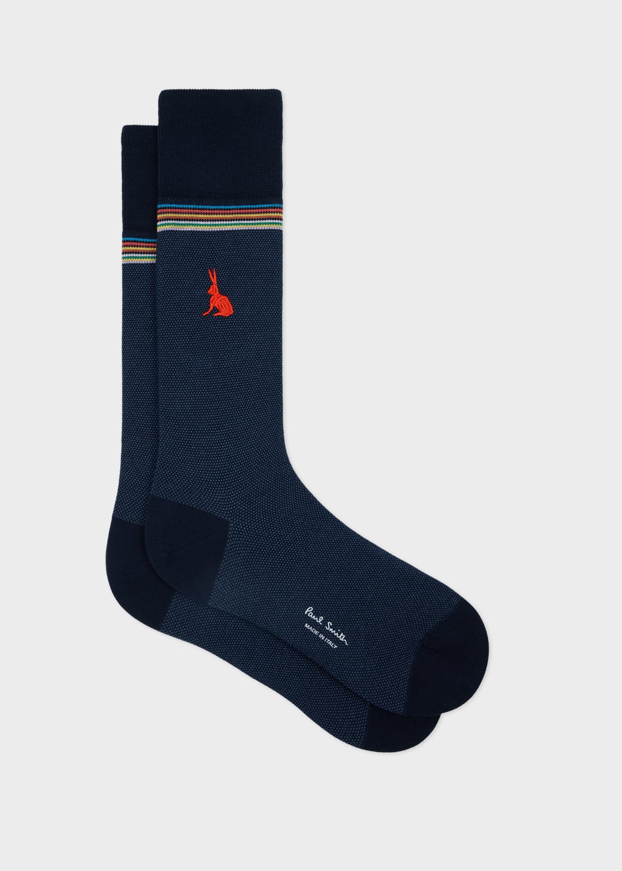 Men's Navy Embroidered Rabbit Socks