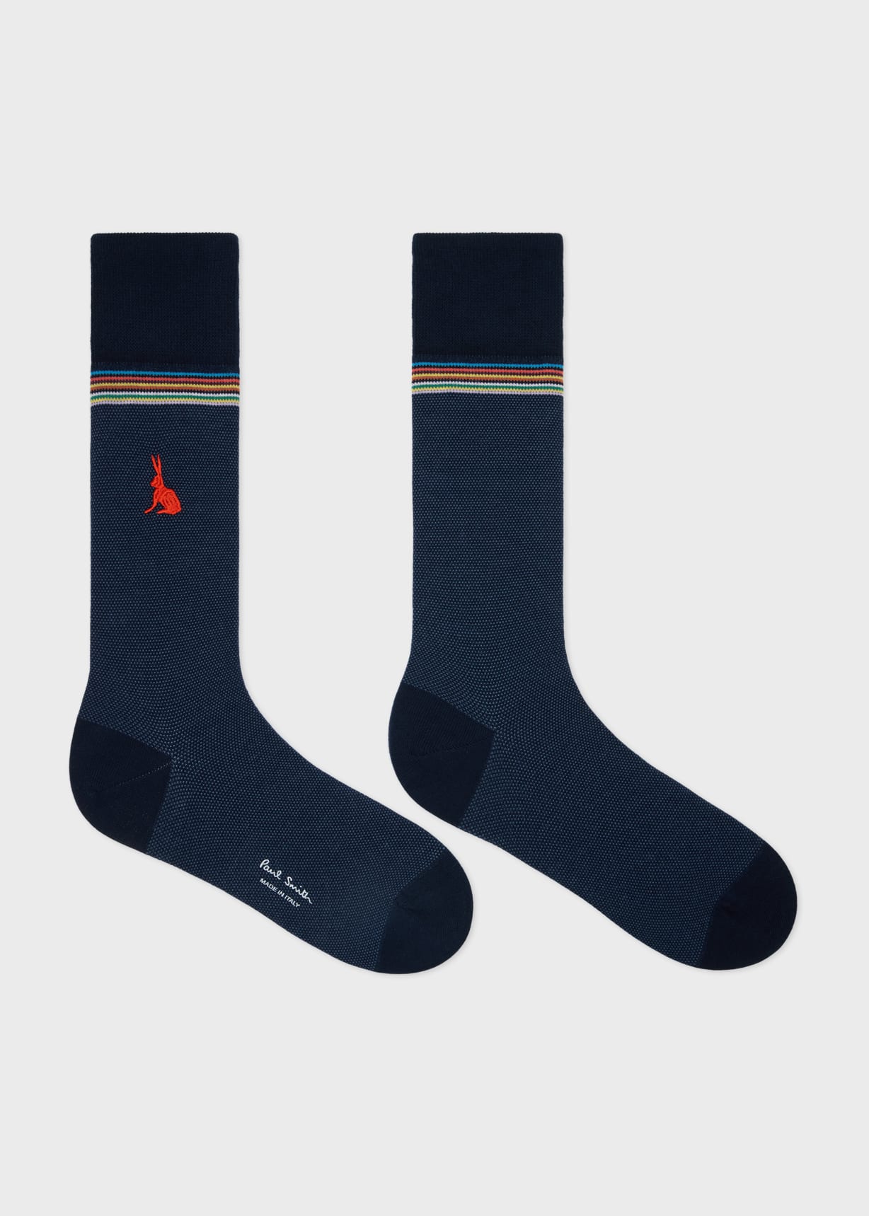Men's Navy Embroidered Rabbit Socks