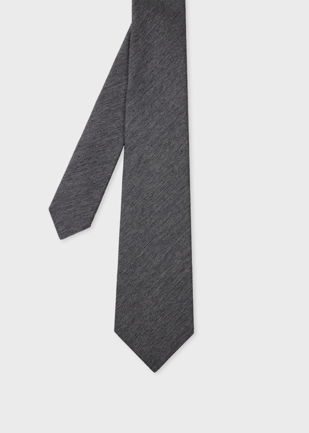 Men's Grey Silk-Wool Blend Textured Tie