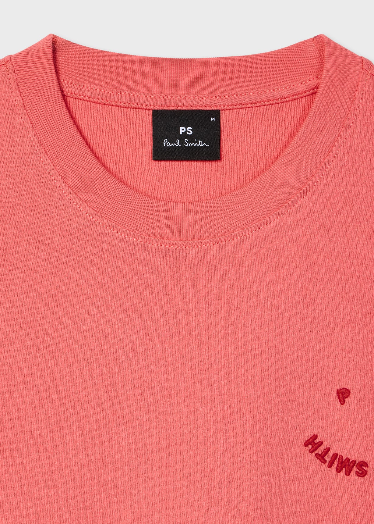 Men's Pink Blanket-Stitch 'Happy' T-Shirt