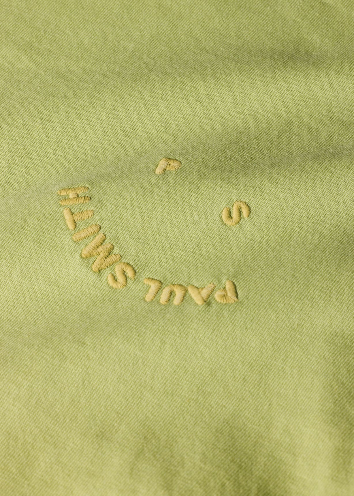 Men's Pale Green Blanket-Stitch 'Happy' T-Shirt