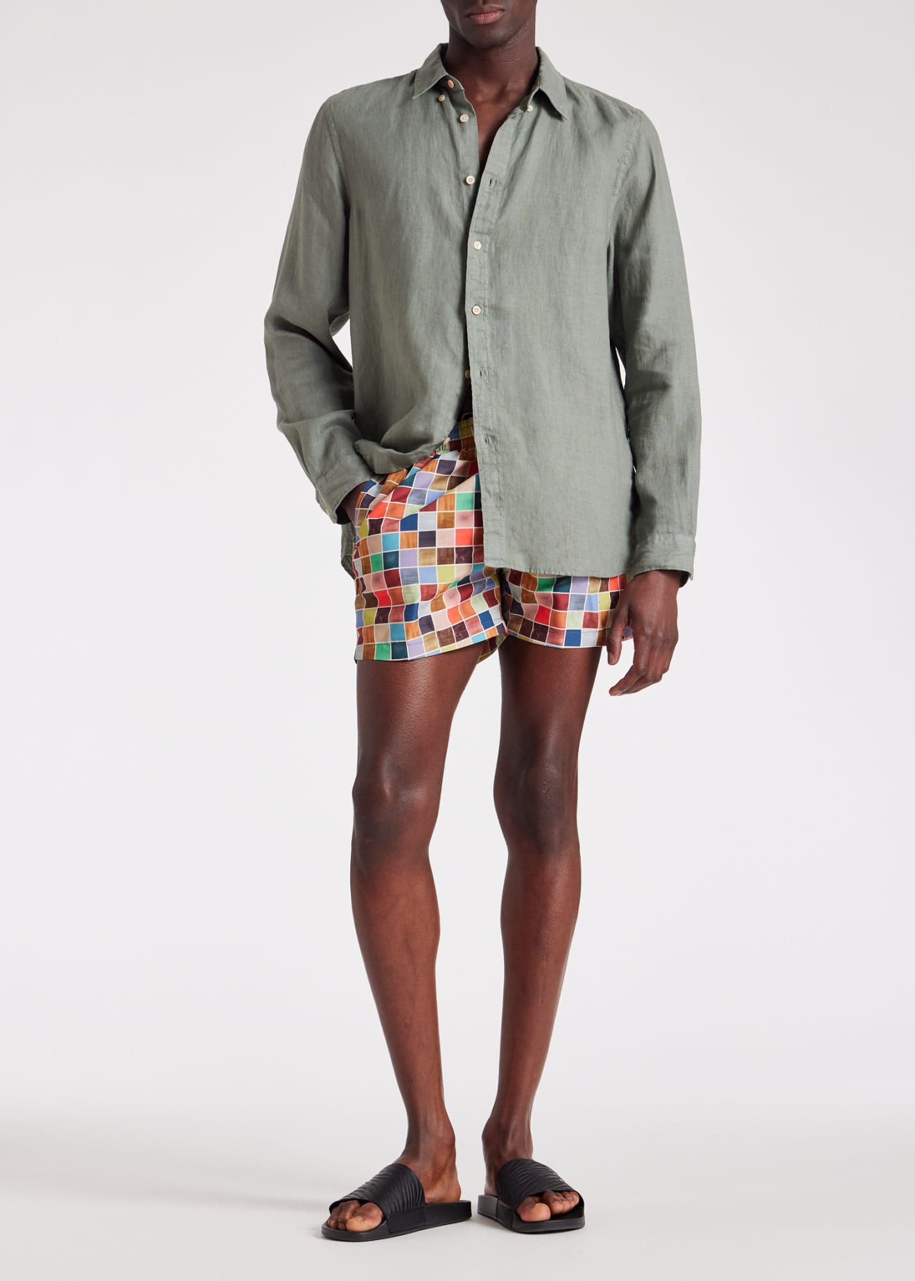 Multicolour 'Ink Square' Swim Shorts