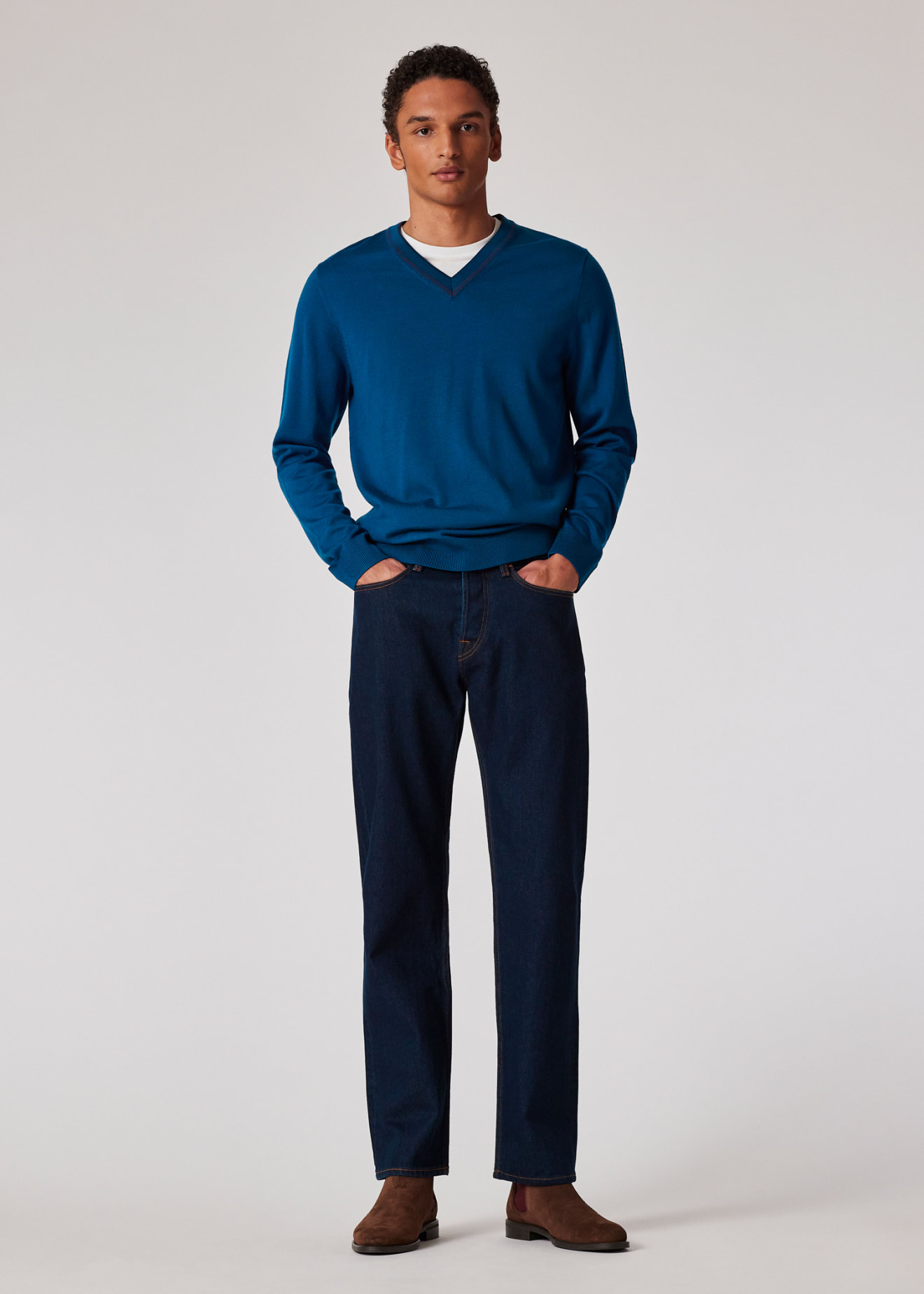 Men's Straight-Fit Indigo Rinse Jeans