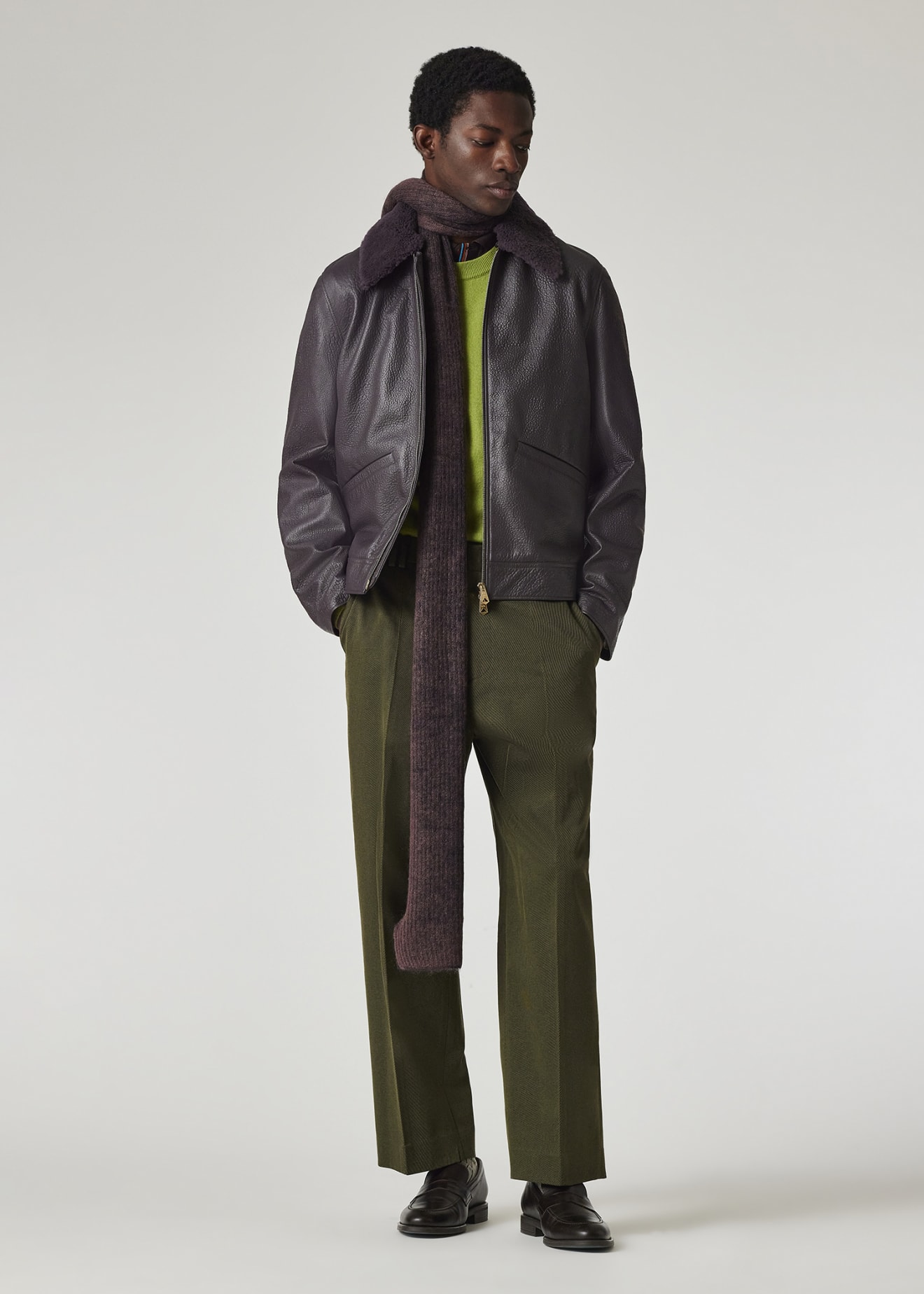 Men's Dark Purple Grained Leather Jacket