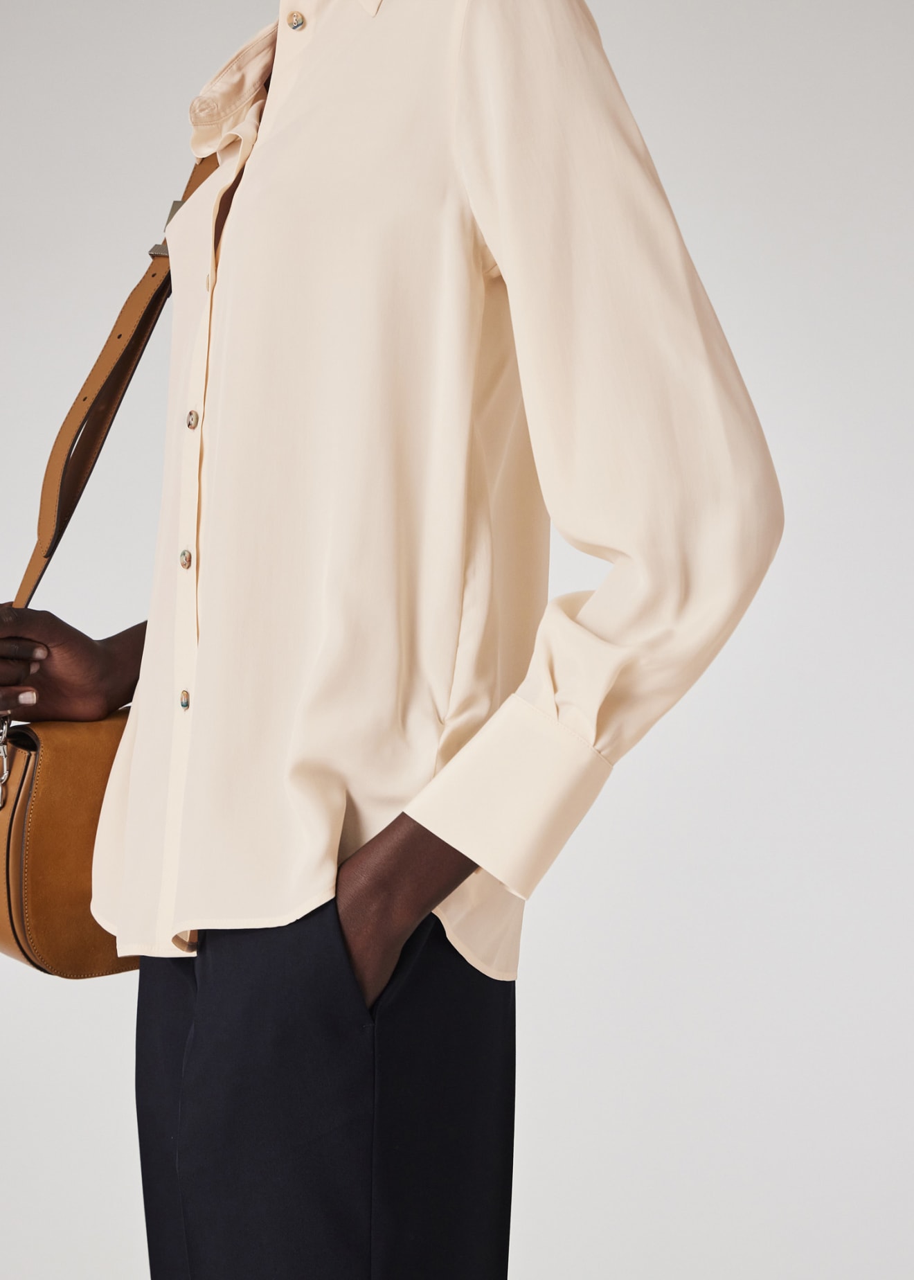 Women's Cream Silk-Blend Blouse