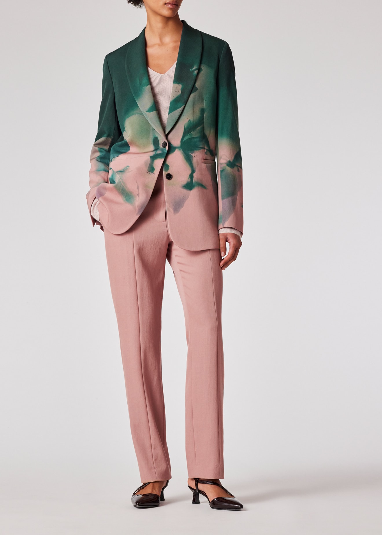 Women's Slim-Fit Dusky Pink Wool Trousers