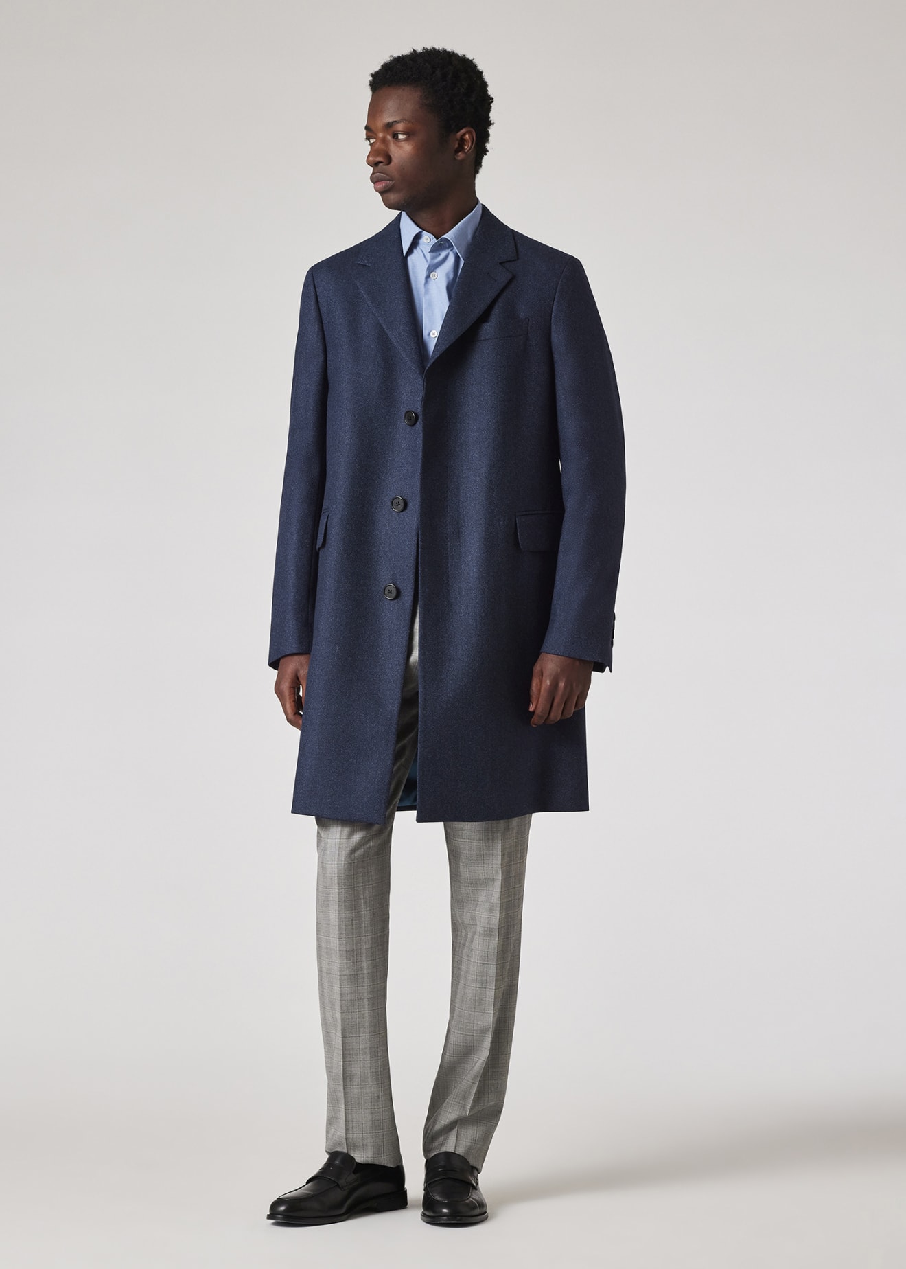 Men's Dark Blue Capolavoro Tweed Overcoat