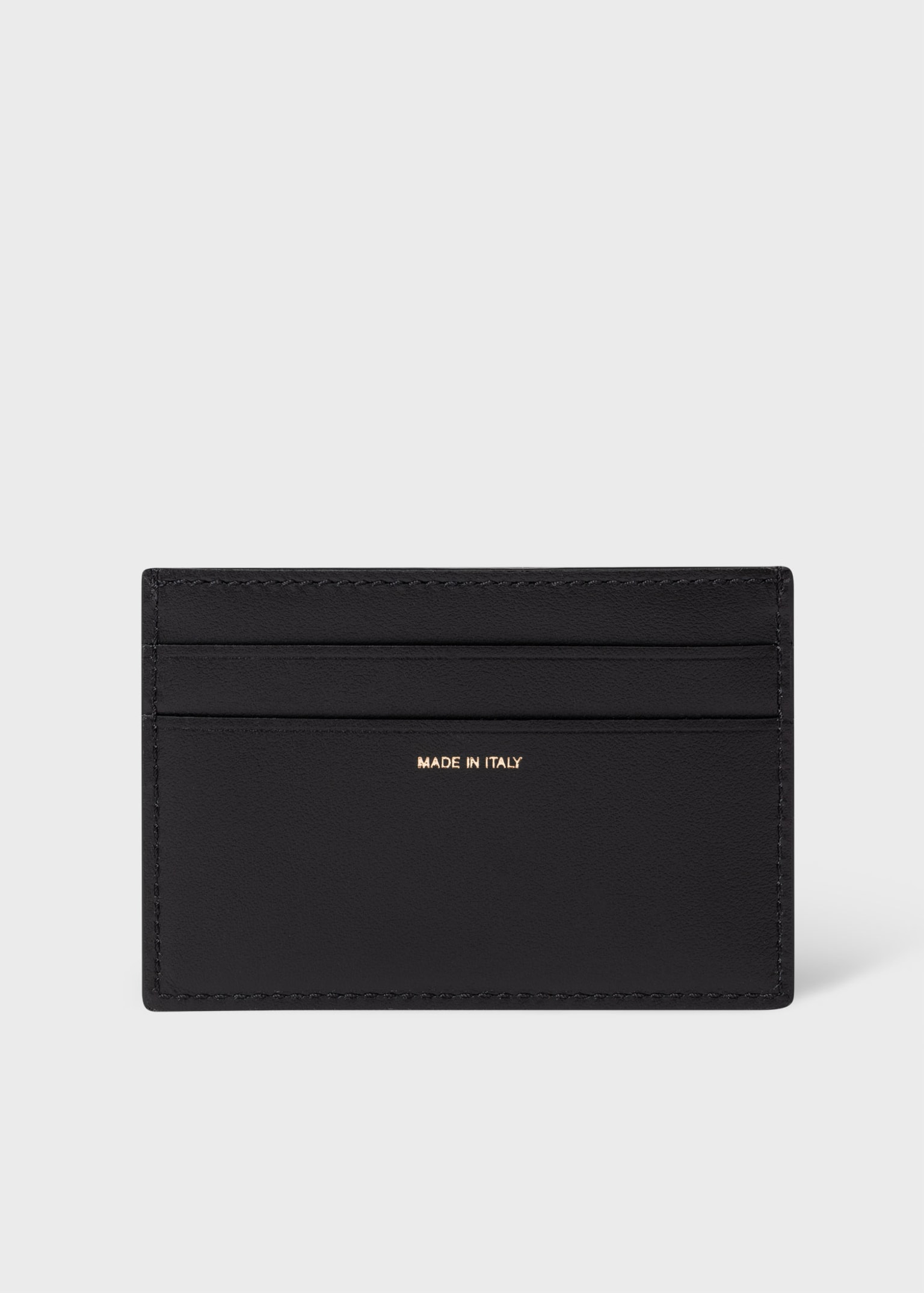 Black Leather 'Signature Stripe Block' Credit Card Holder