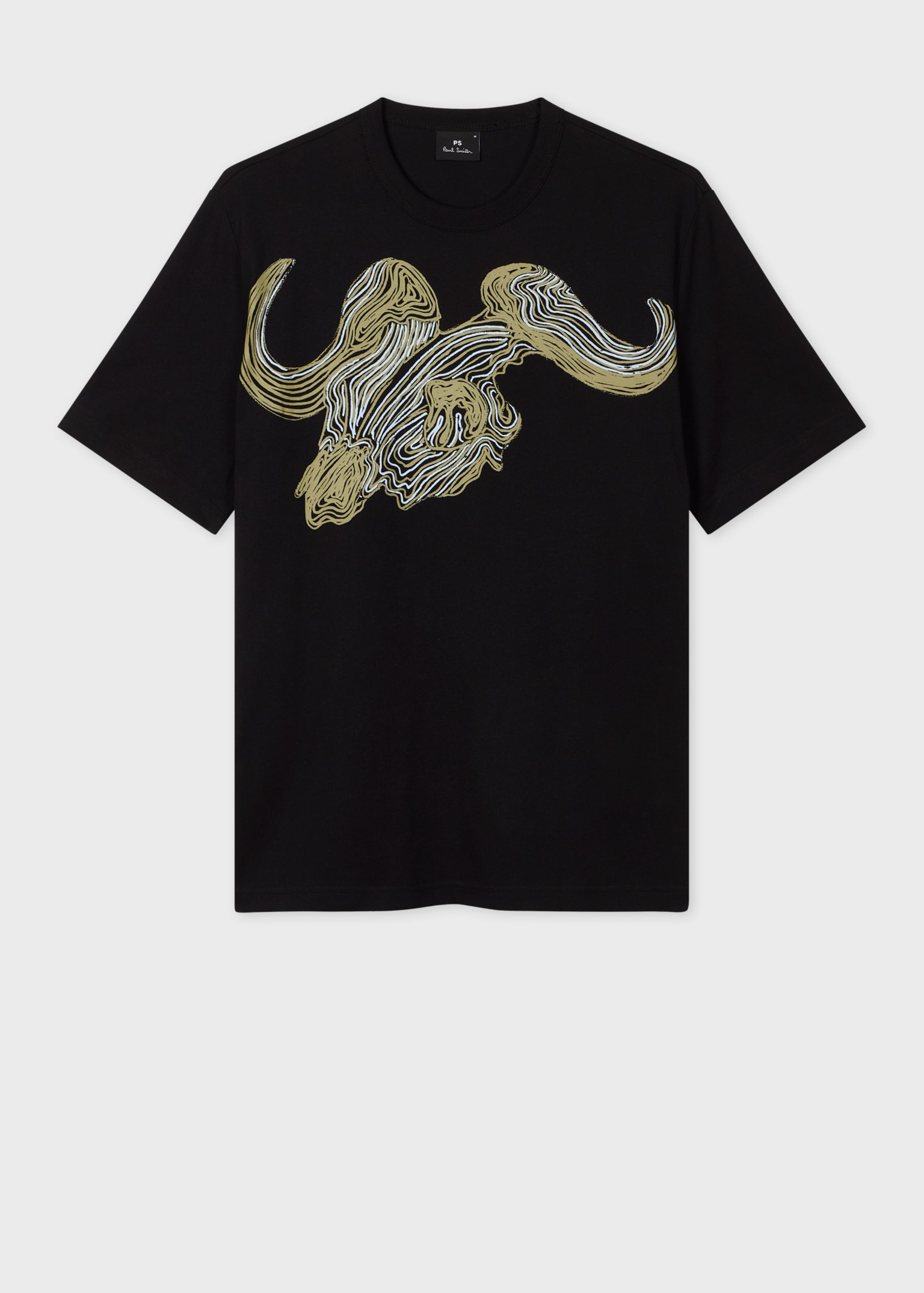 Men's Black 'Cattle Skull' Print T-Shirt