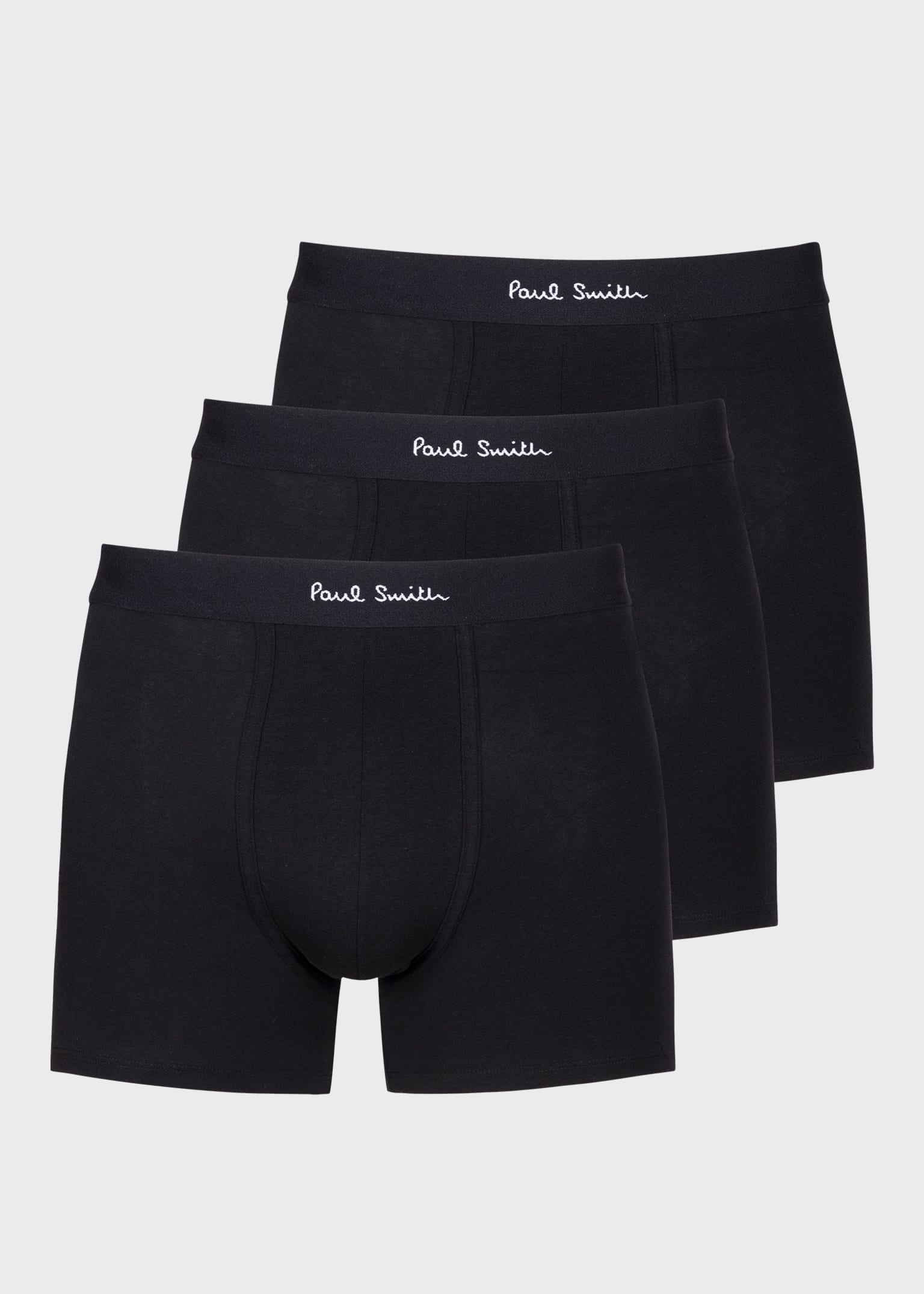 Black Long Plain Boxer Briefs Three Pack