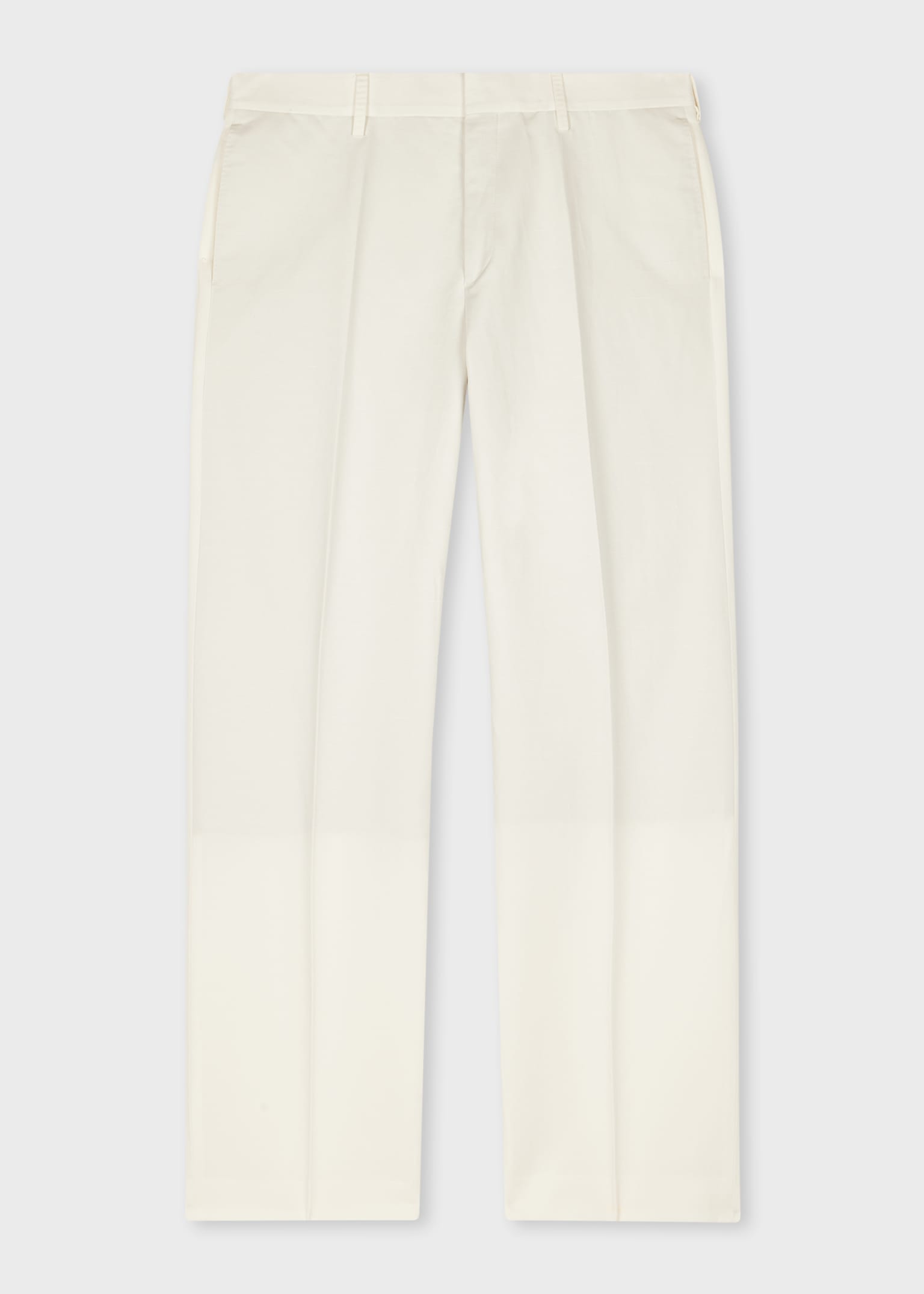 Men's White Cotton-Linen Twill Trousers