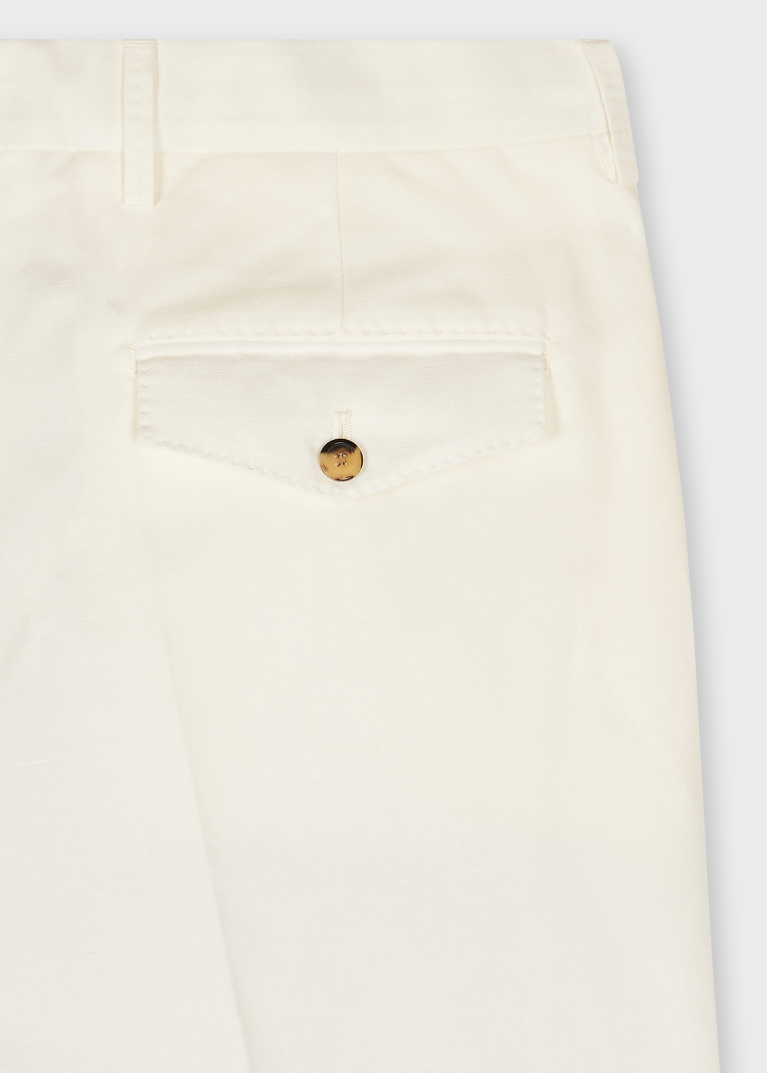 Men's White Cotton-Linen Twill Trousers