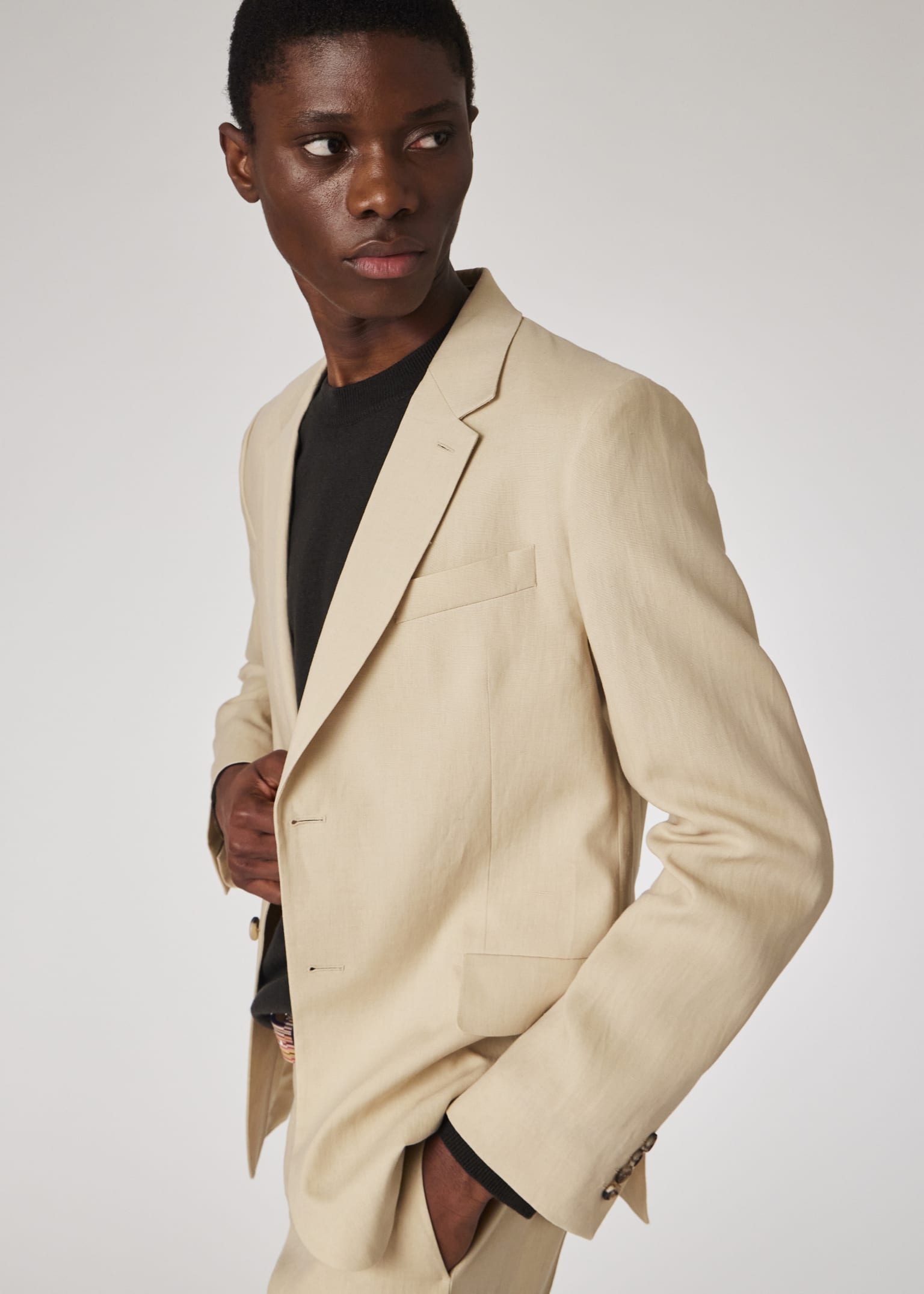 Men's Beige Linen Buggy-Lined Blazer