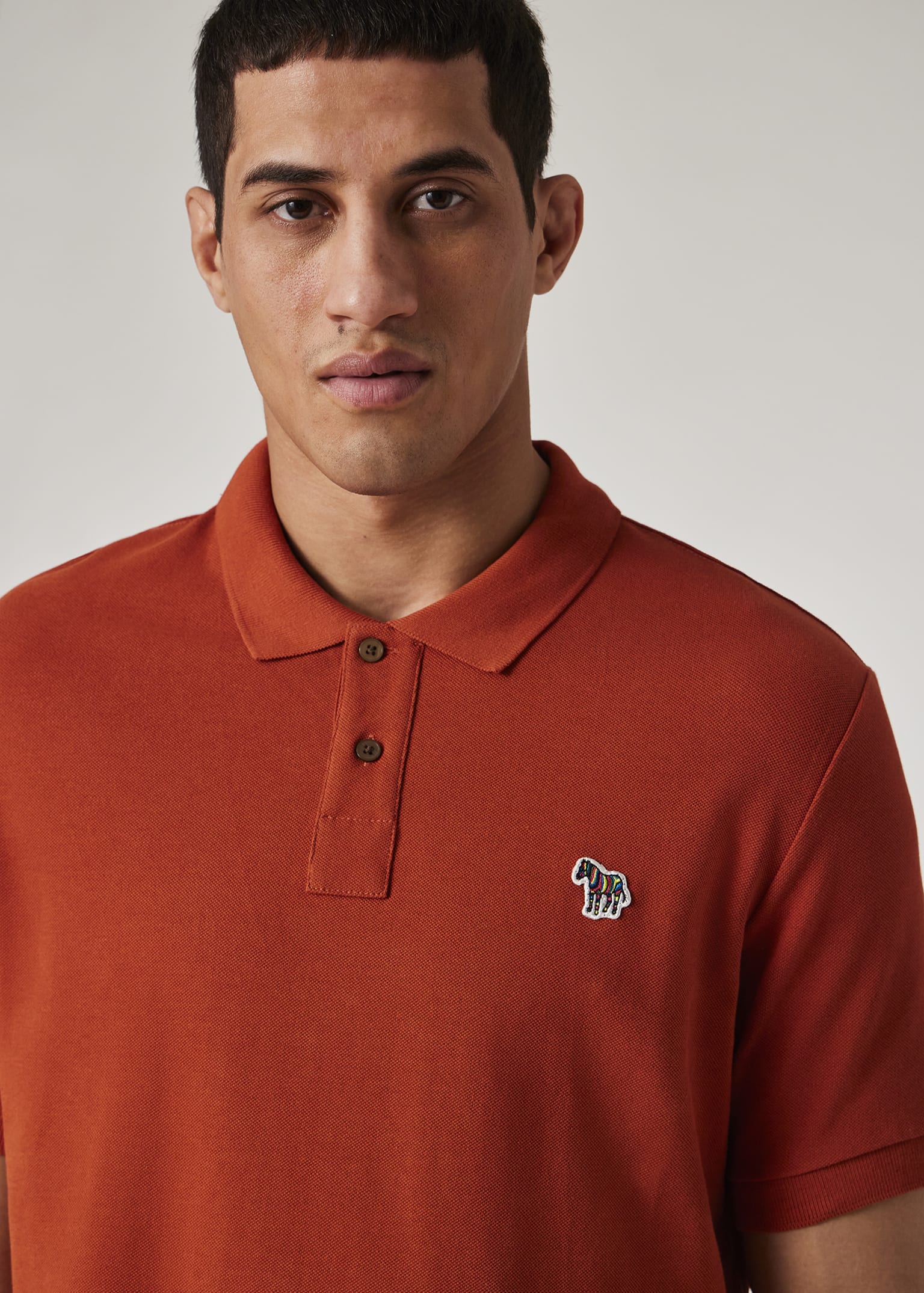 Men's Rust Organic Cotton Zebra Polo Shirt