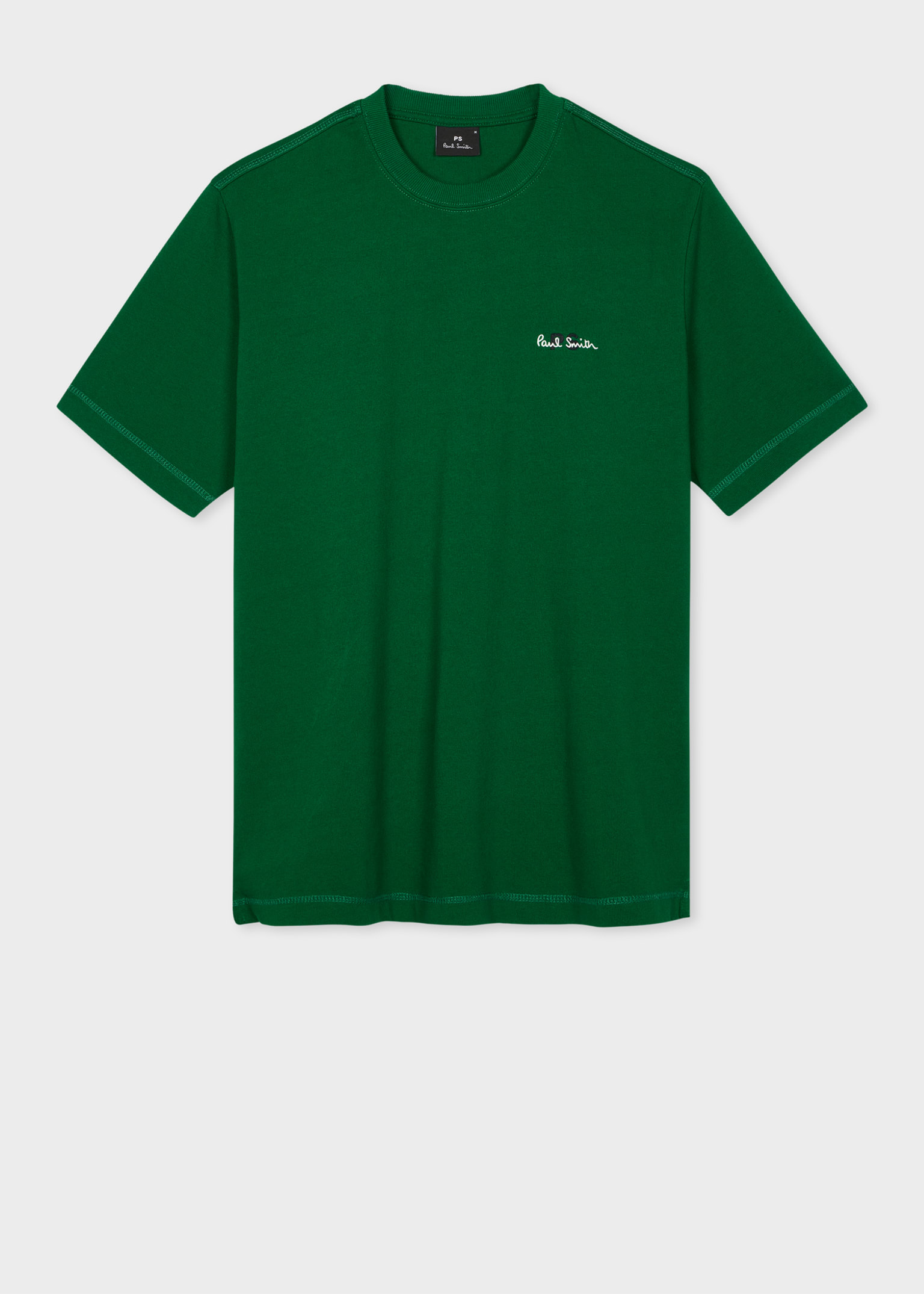 Men's Regular Fit Green Cotton Signature Logo Short-Sleeve T-Shirt
